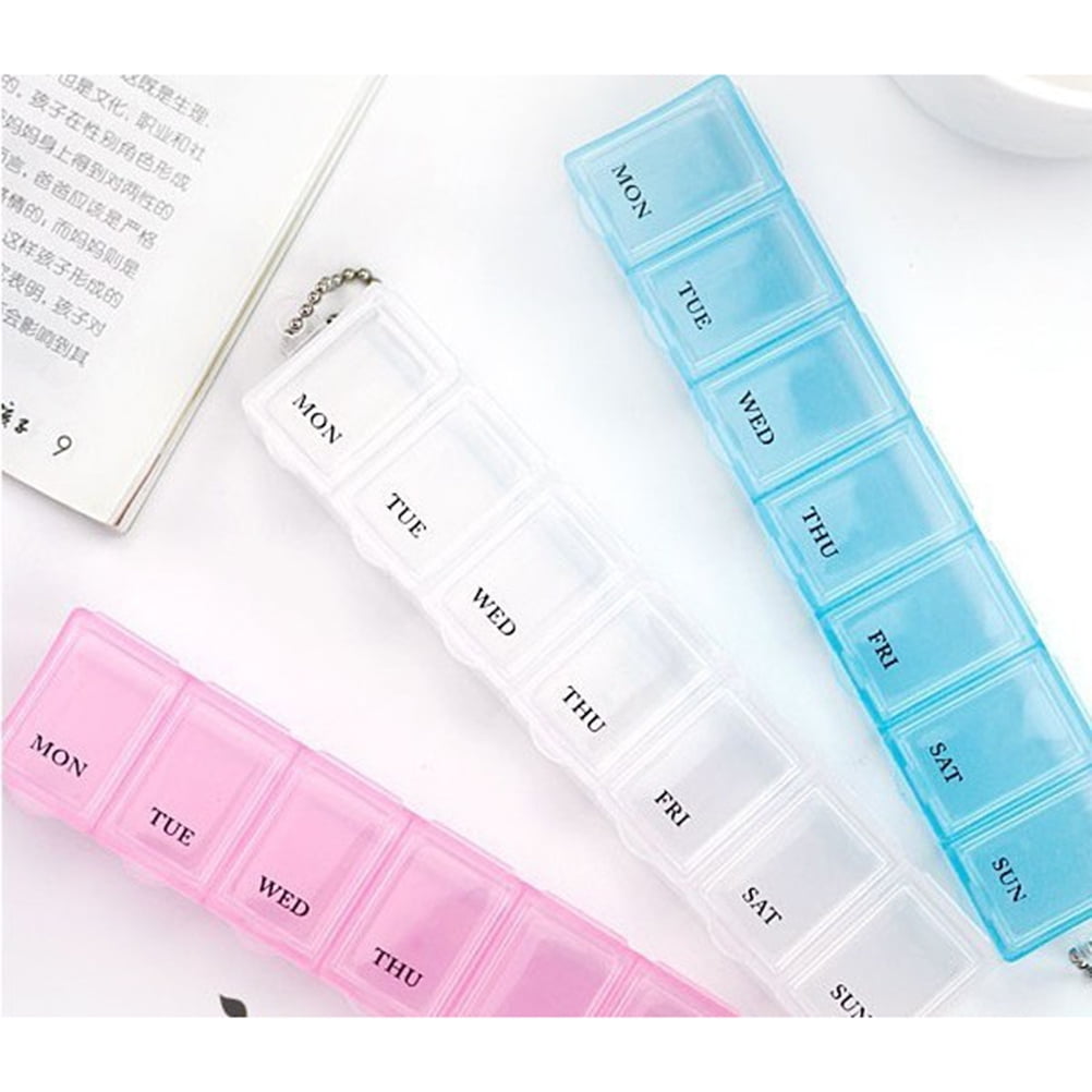 pill organizer 2pcs Weekly Pill Holder Rotated 7 Slot Vitamin Medicine ...