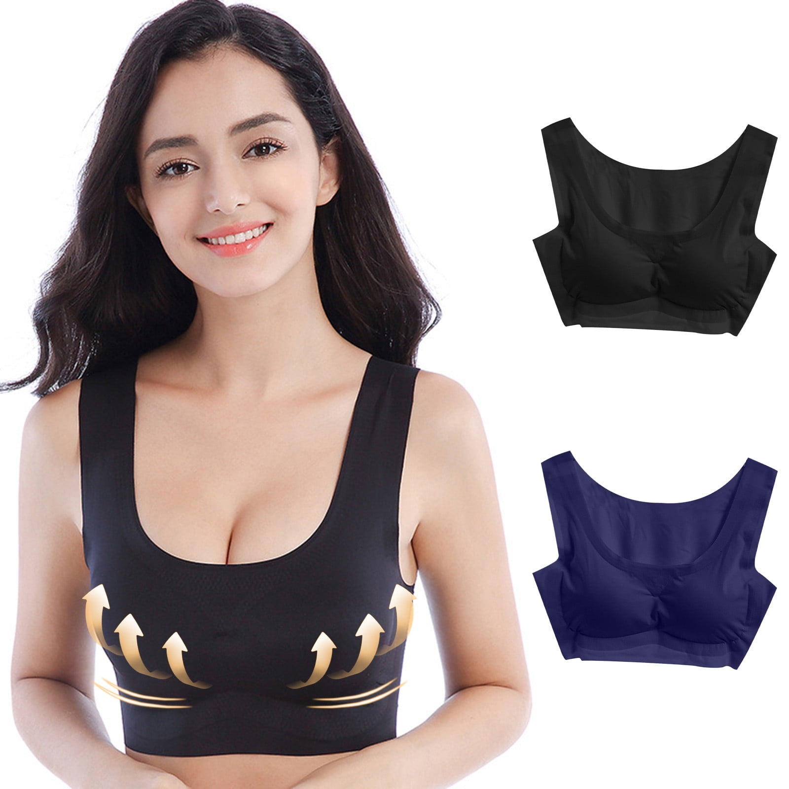 pimelu Bras for Women Sports Bras for Women Seamless Lightly Lined Wireless Bras Elder 2pcs ...