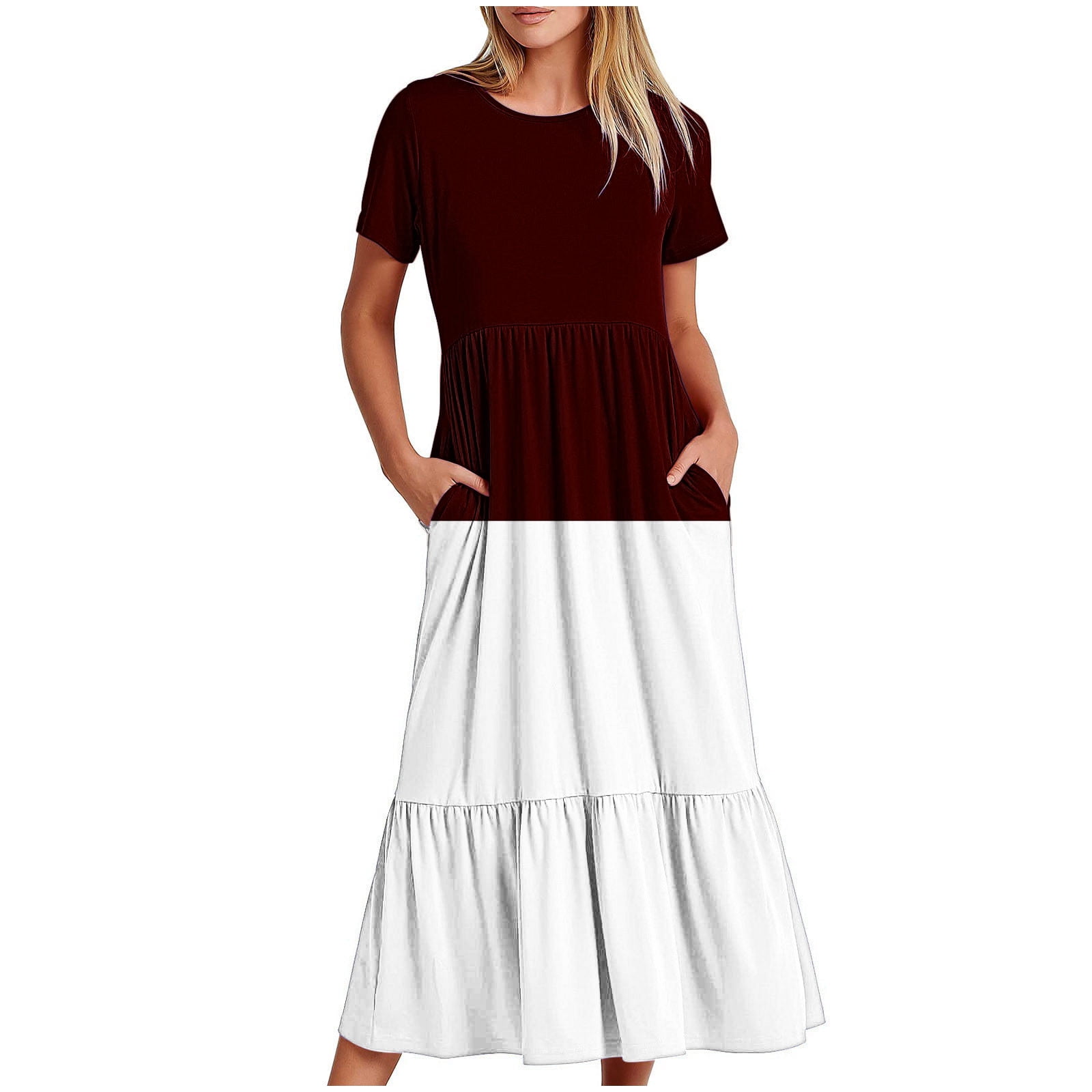 pimelu Dresses for Women Cocktail Dresses for Women Pleated Swing Loose ...
