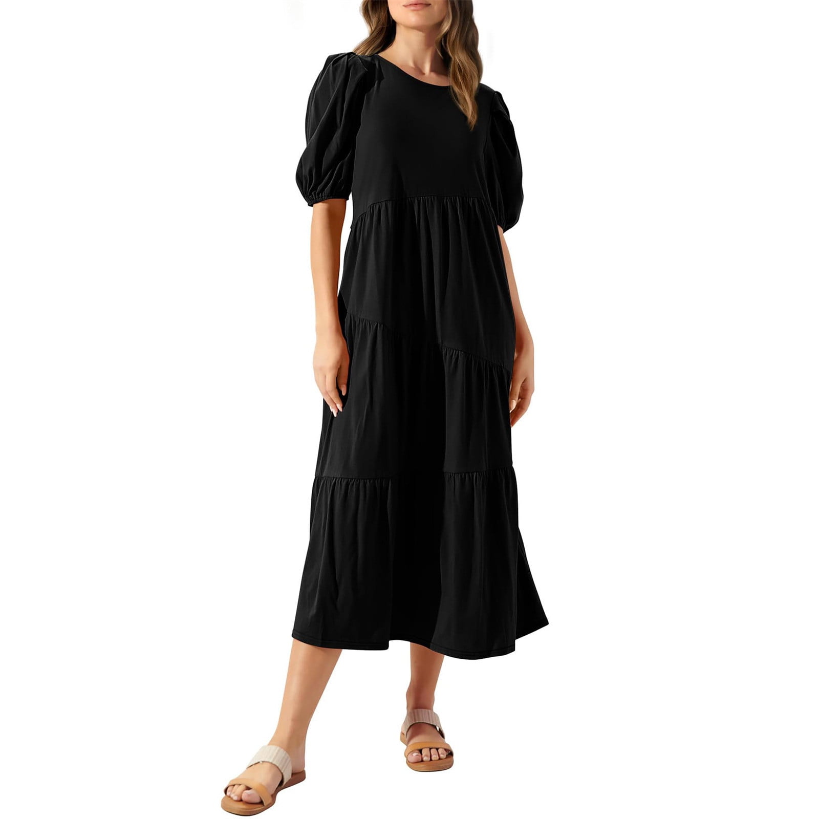 pimelu Dresses for Women Sundresses for Women Lantern Sleeve Loose ...