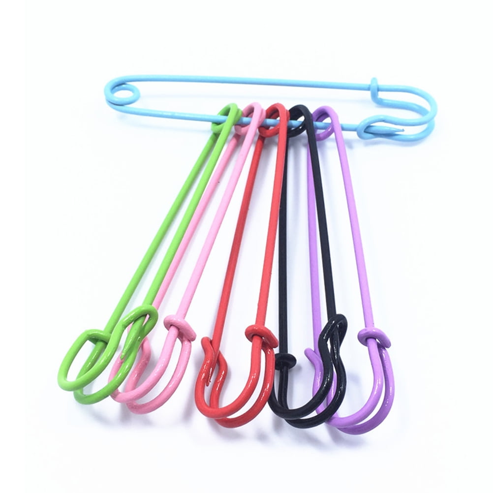 Frcolor 6pcs Extra-Large Steel Safety Pins, Mixed Colors, for Cardigans ...