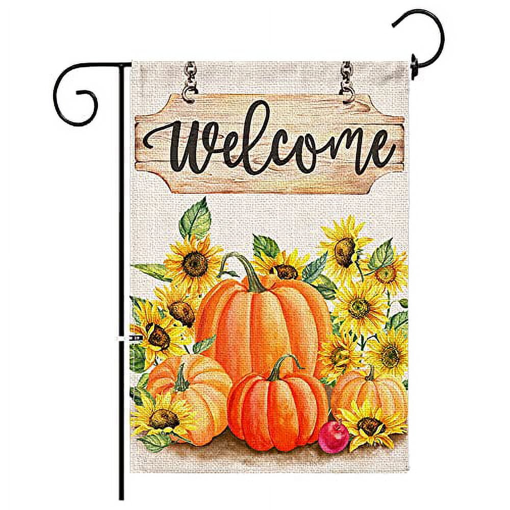 pinata Pumpkin Fall Garden Flag 12x18, Sunflower Welcome Fall Flag for ...