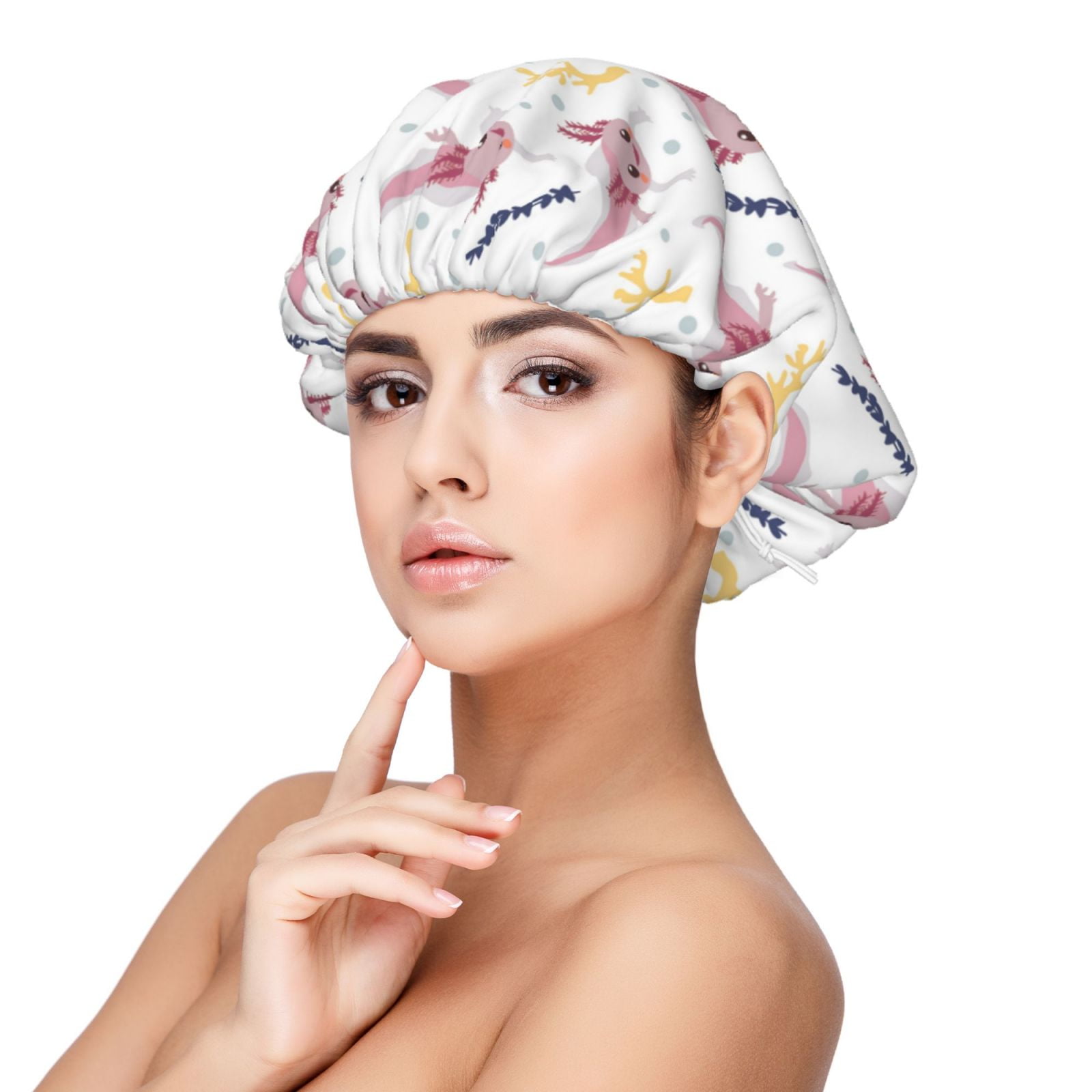 pink Axolotl funny Silk Bonnet for Sleeping Women Men, Adjustable ...
