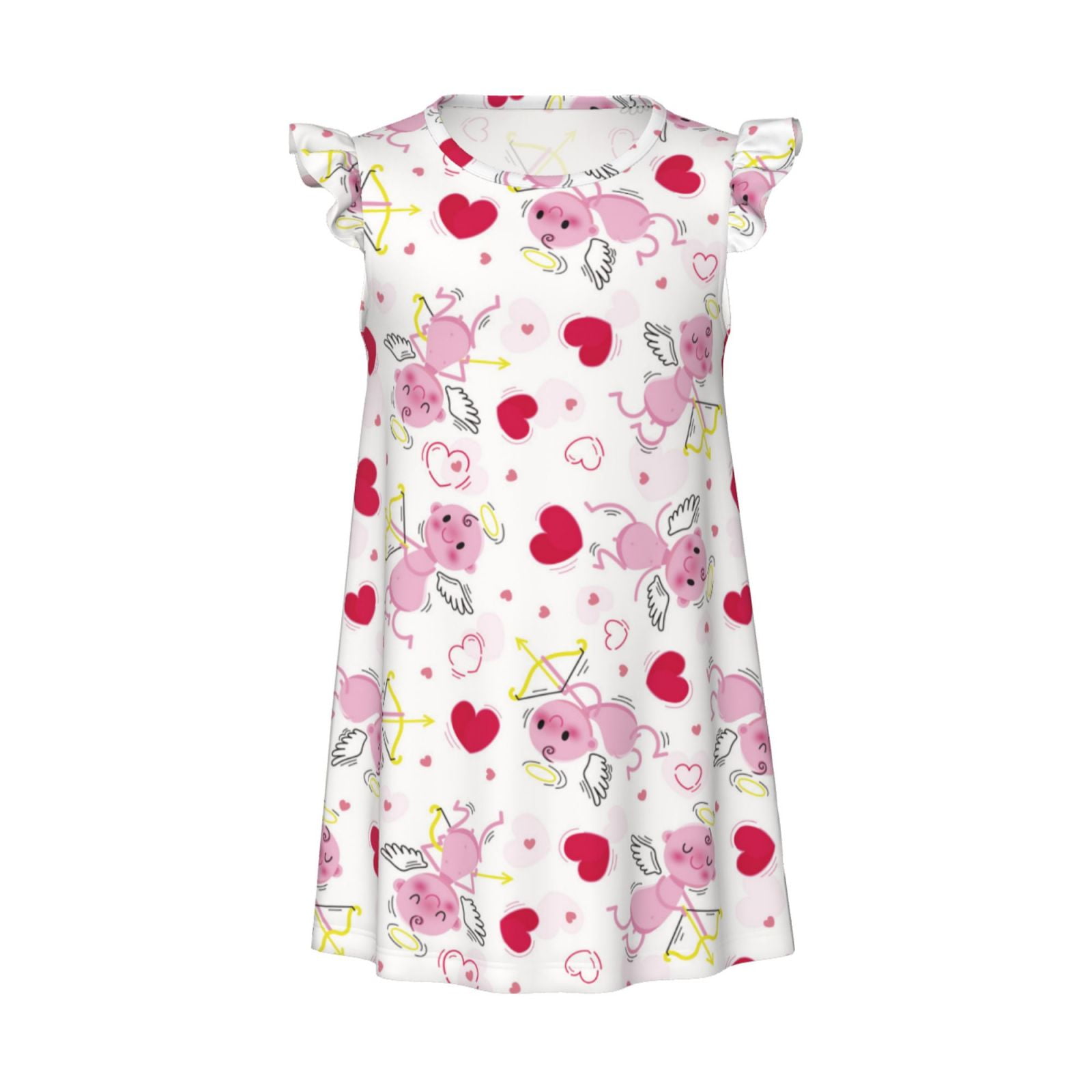 pink angel Girls Nightgown, Flutter Short Sleeves Night Dress, Pajamas ...