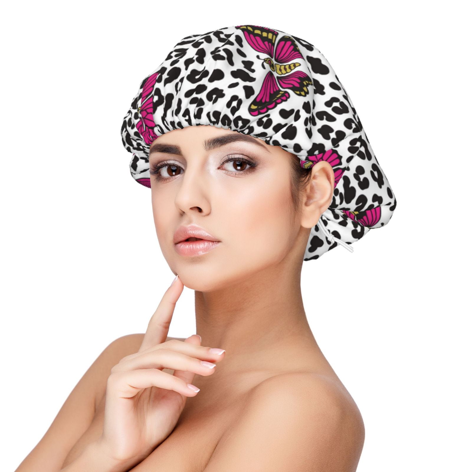 pink butterfly Leopard print Silk Bonnet for Sleeping Women/Men ...
