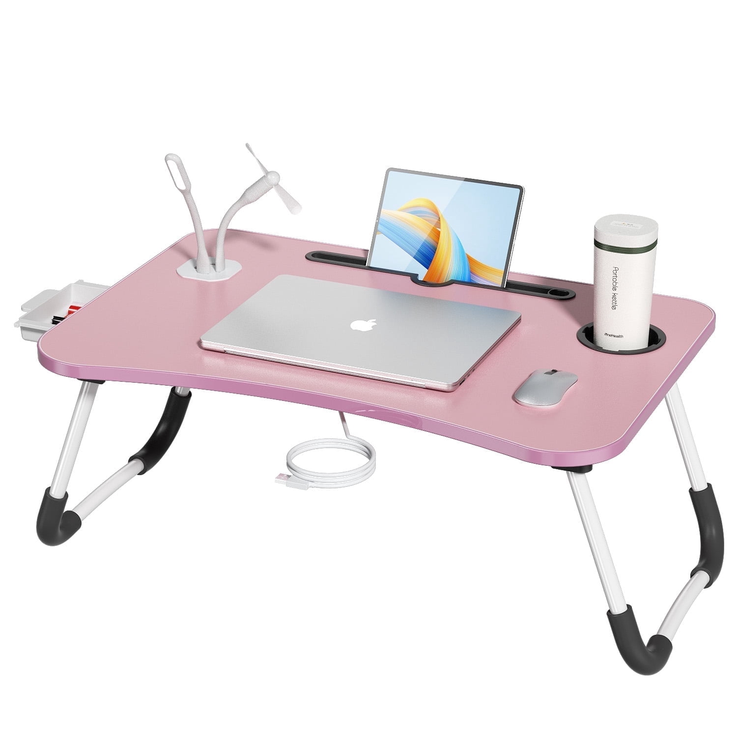 Cshidworld Foldable Bed Laptop Desk with 4 USB Ports, Cup Holder ...