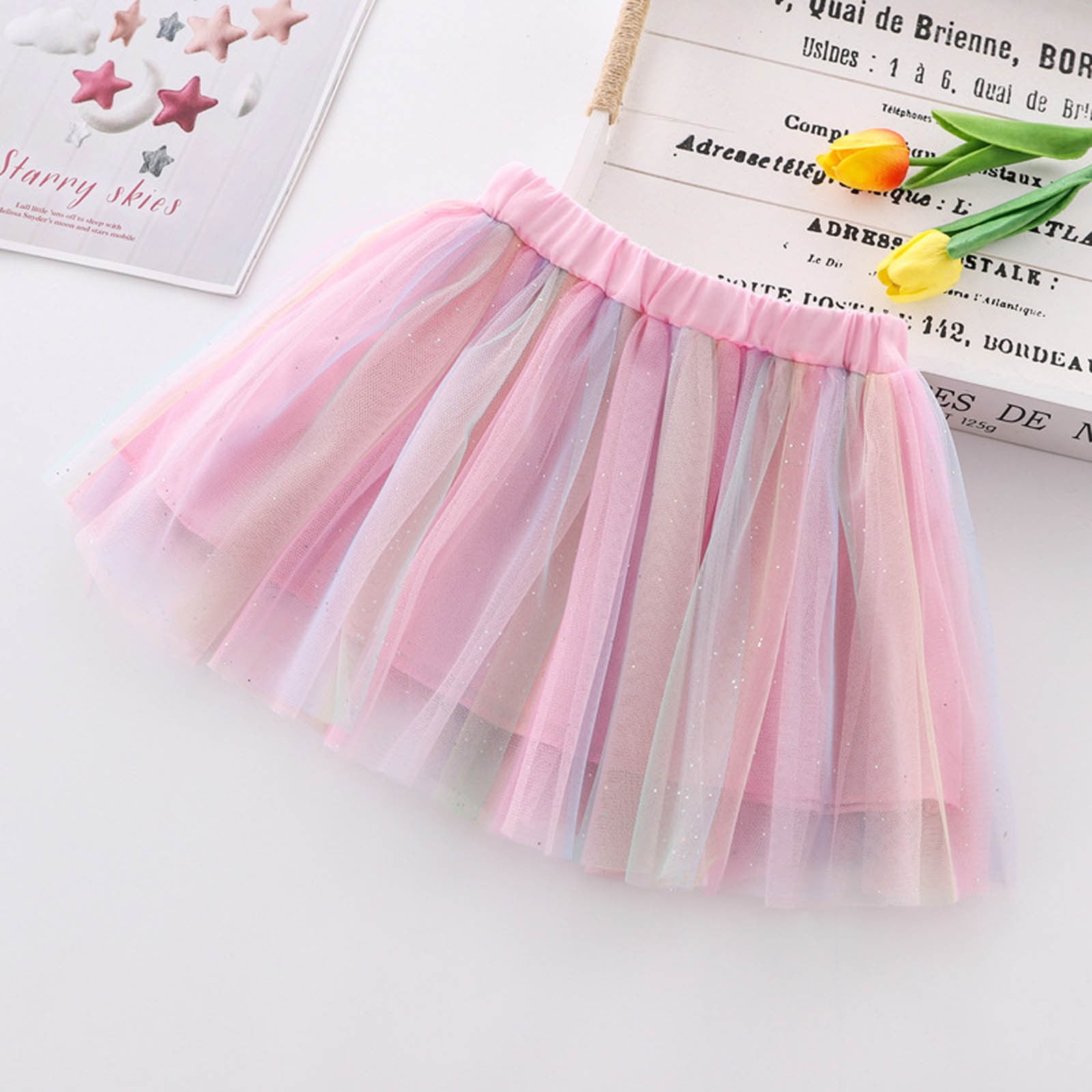 piuwrlz Single Piece Short Skirt for Kid Girls Mesh Yarn Embroidery ...