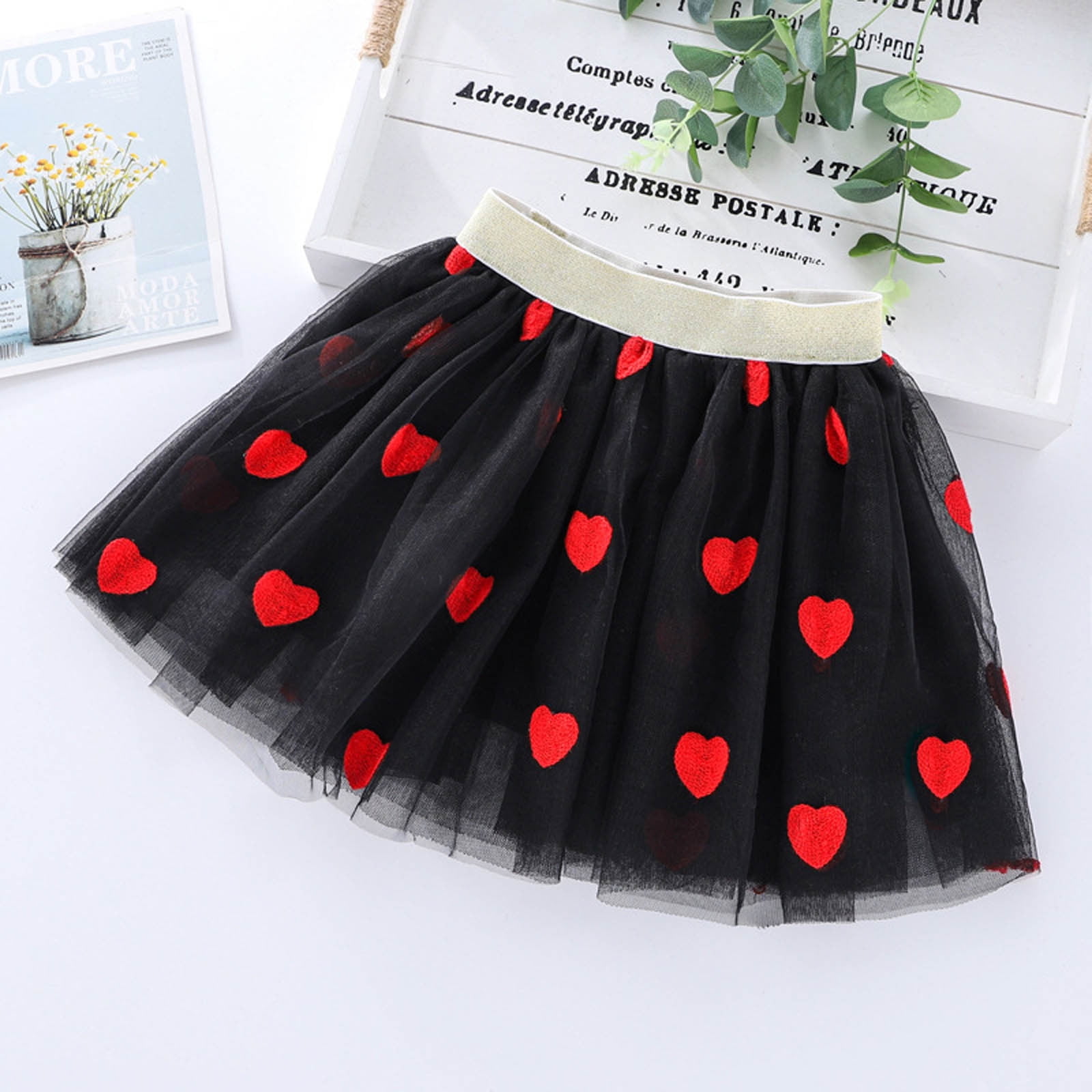 piuwrlz Single Piece Short Skirt for Kid Girls Mesh Yarn Embroidery ...
