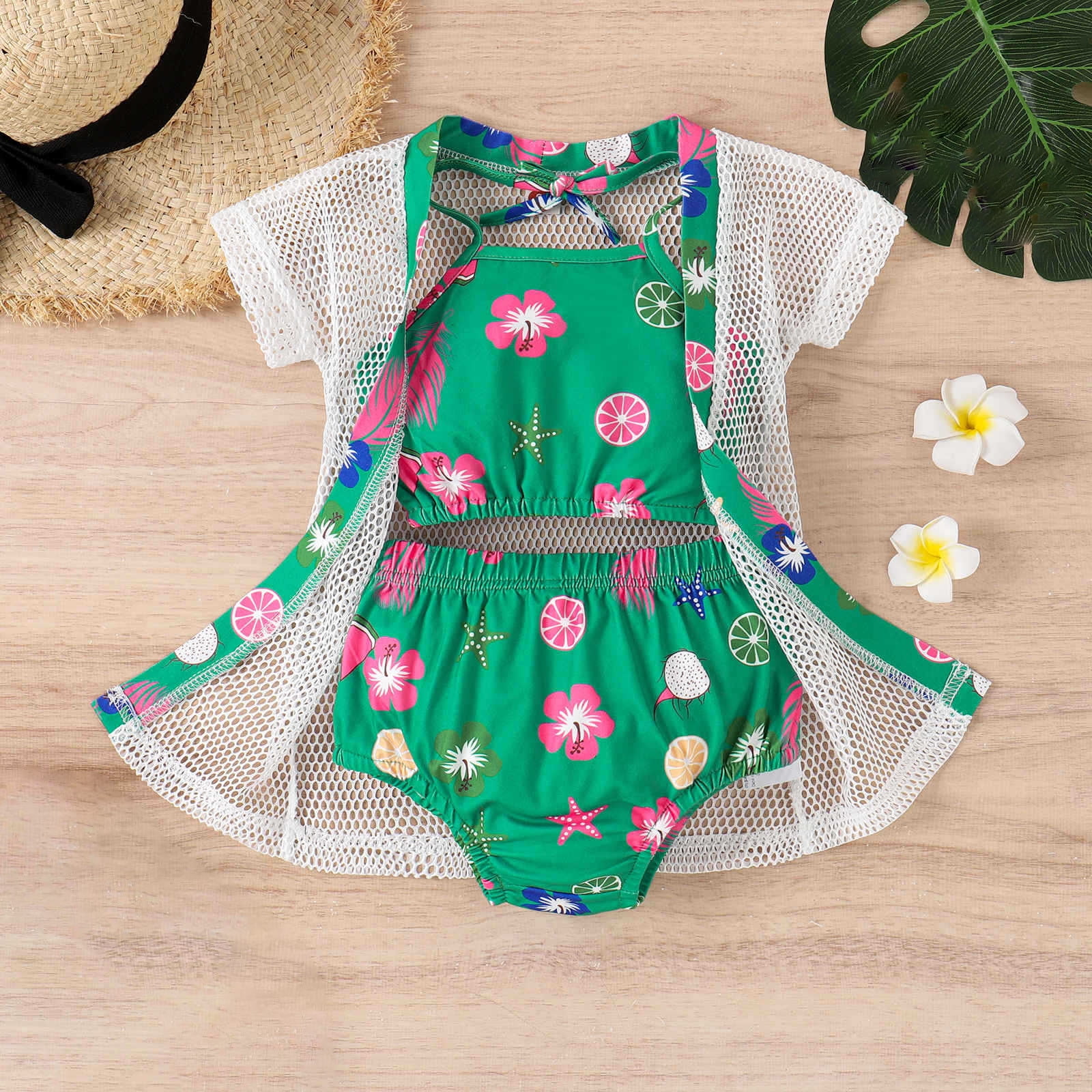 piuwrlz Summer Hawaiian Beach Swimsuits for Girls Swimming Suit 3 Piece ...