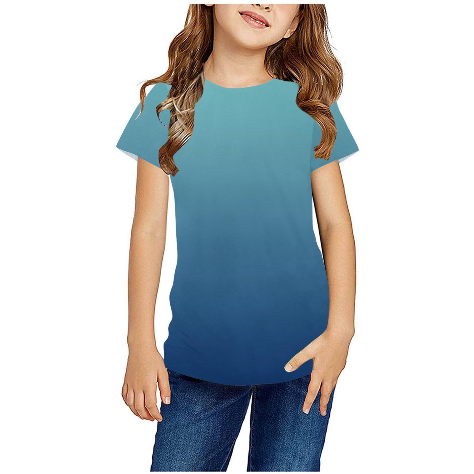 Piuwrlz Summer Short T-Shirts for Girls Short Tops Sleeve Printed Round ...