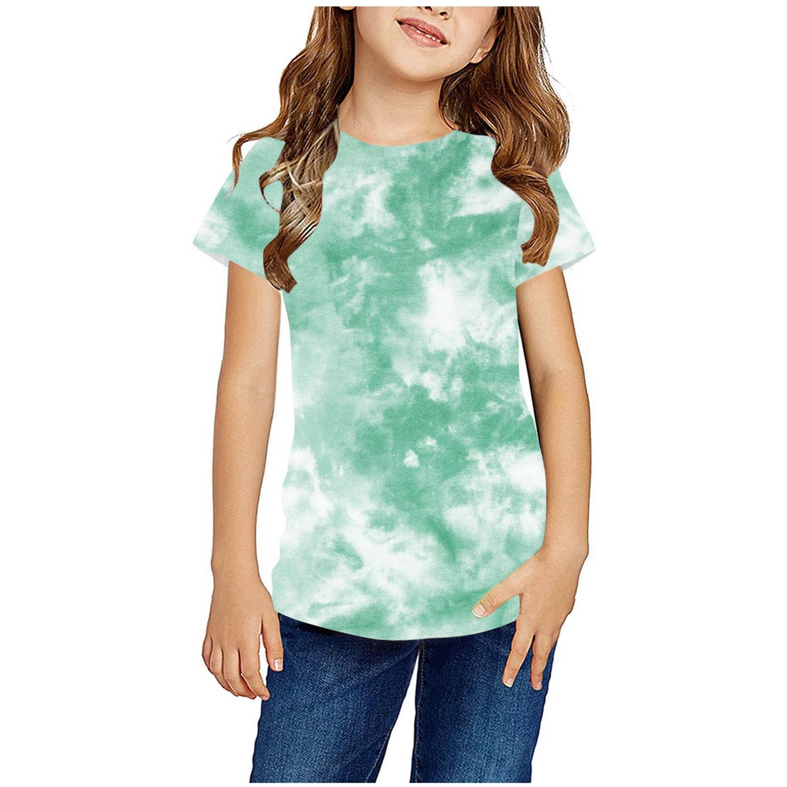 Piuwrlz Summer Short T-Shirts for Girls Short Tops Sleeve Green Size 3 ...