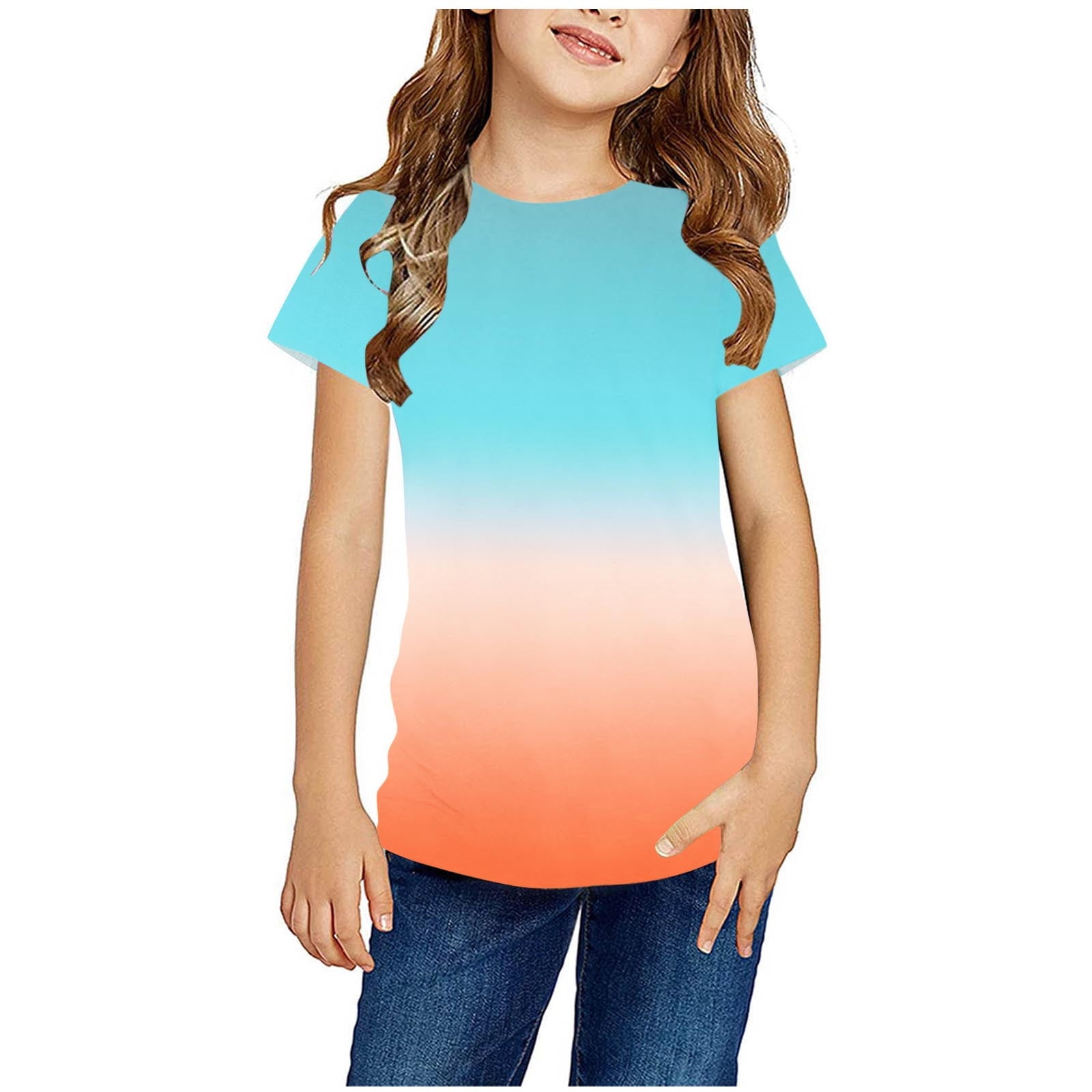 Piuwrlz Summer Short Tops Sleeve Shirts for Girls Bandhnu Printed Round ...
