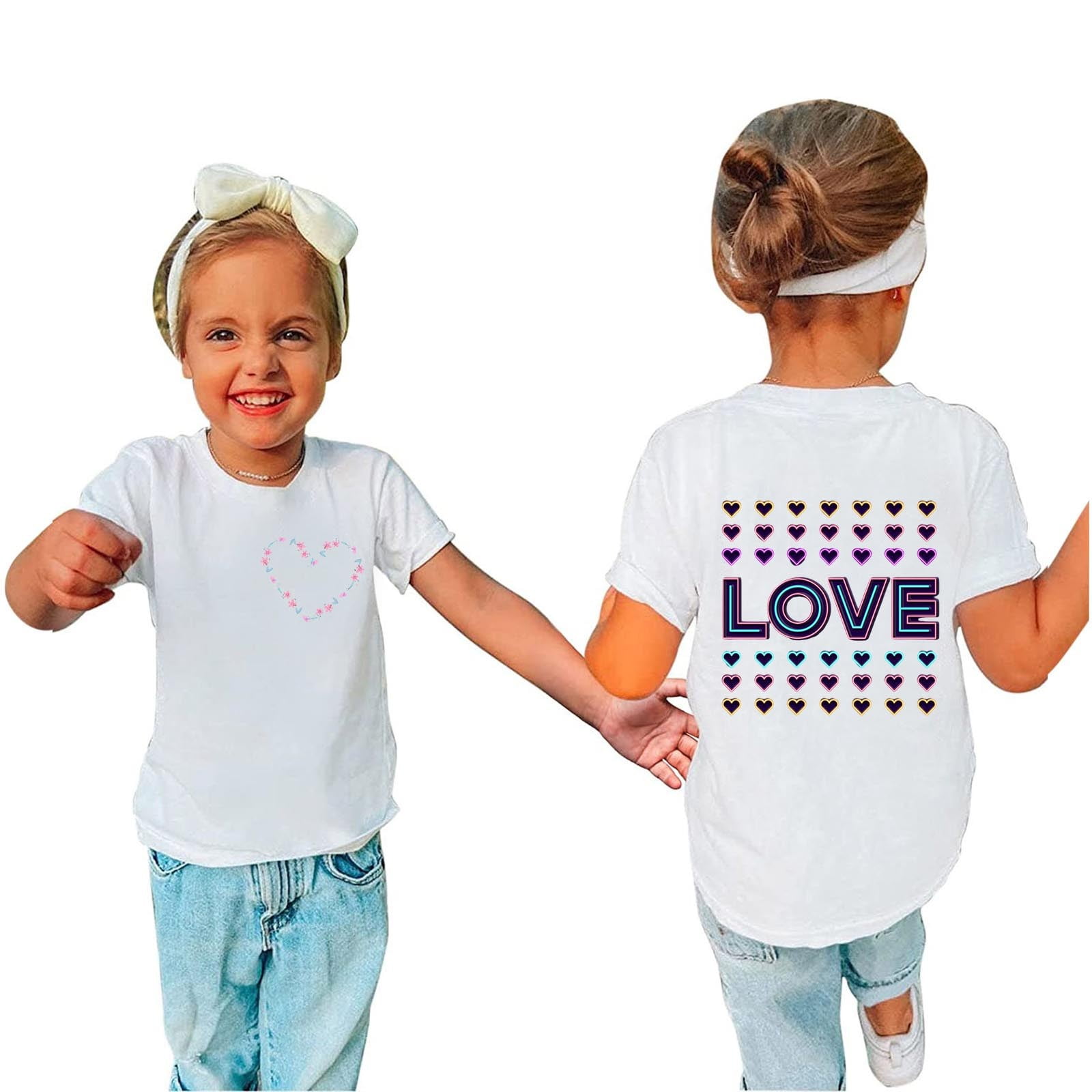 piuwrlz Summer Short Tops Sleeve Shirts for Girls Printed Round Neck ...