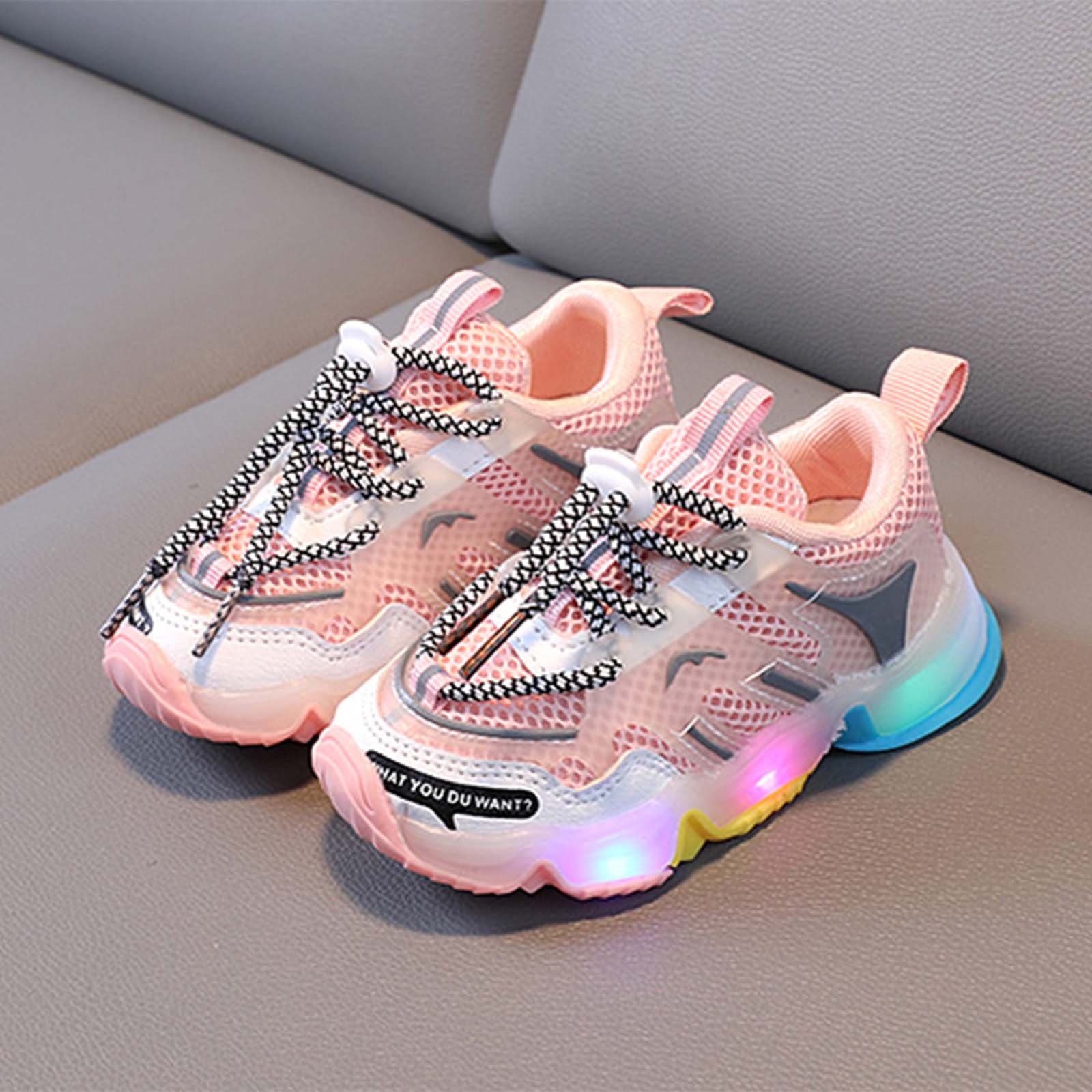 piuwrlz Toddler Sneakers for Girls Illuminated Shoes Pink Size 30 ...