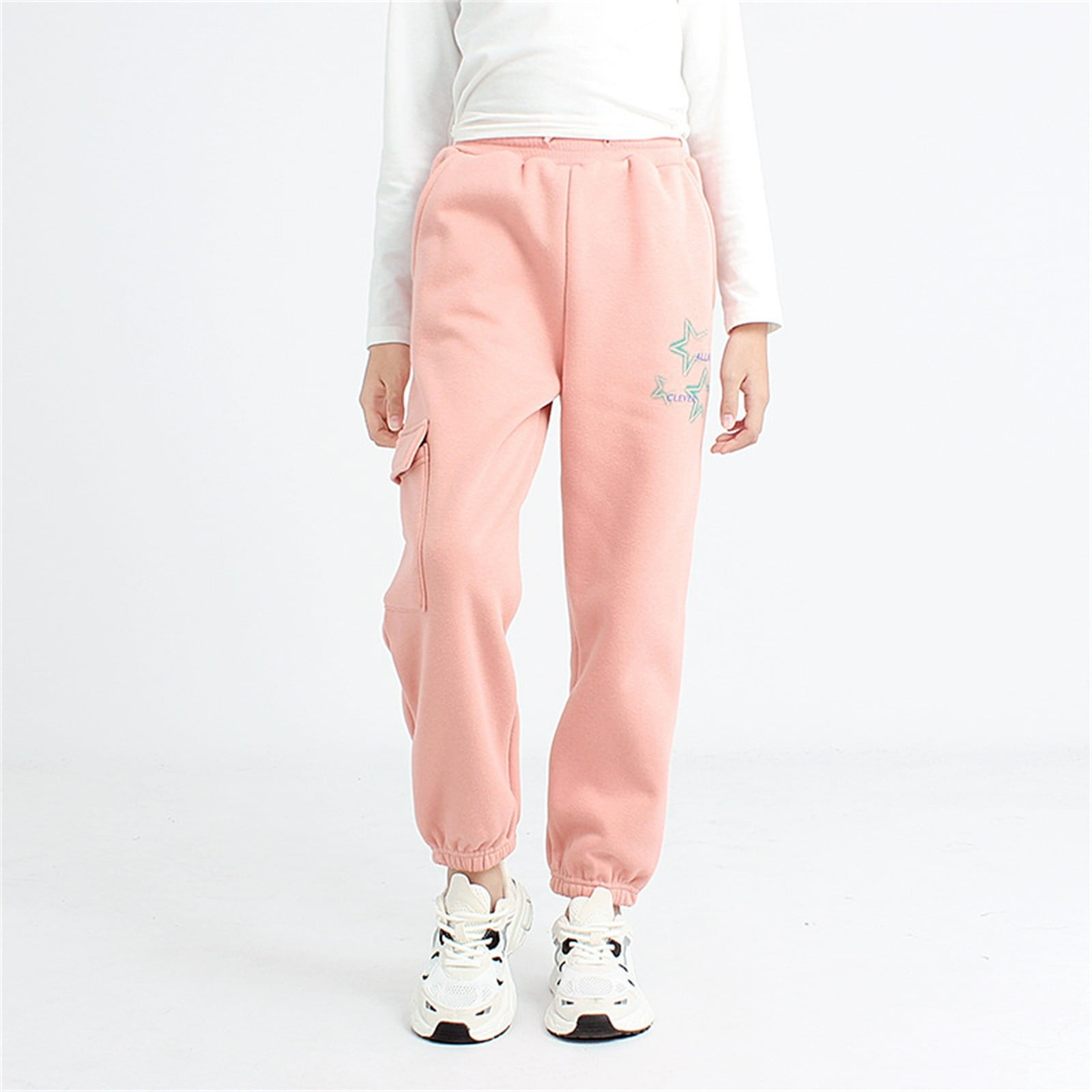 piuwrlz Toddler Sweatpants for Girls Pants Printed Pocket Trousers Pink ...