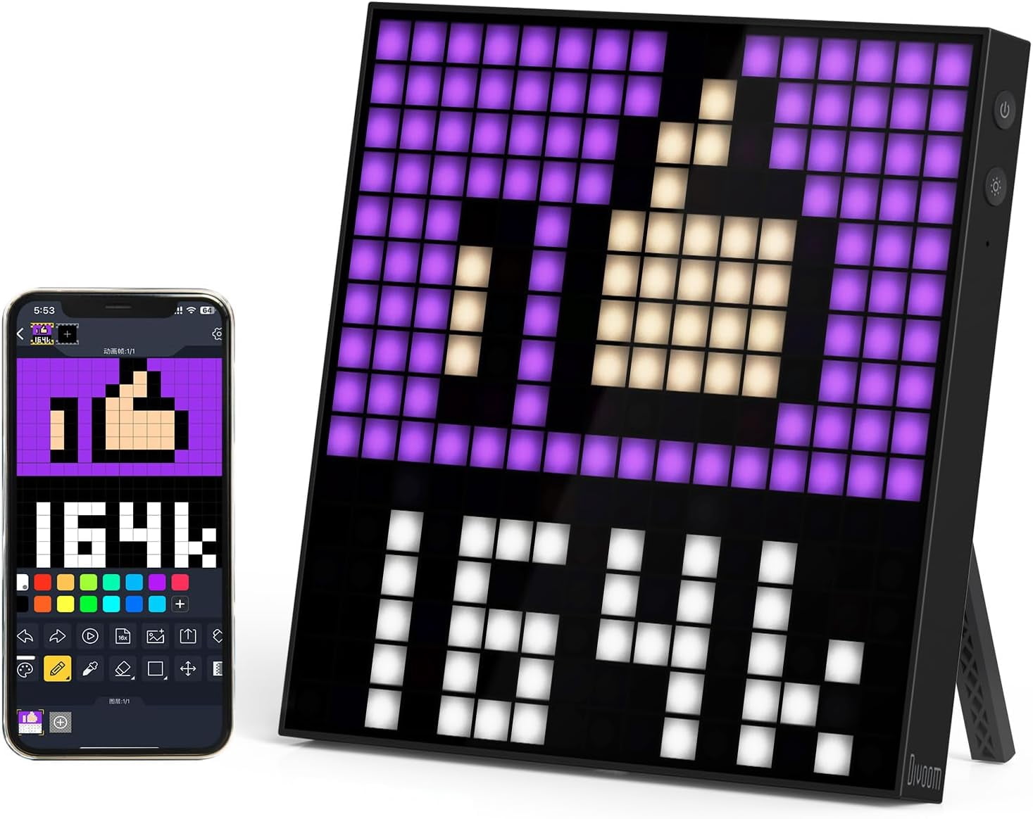 **pixoo 16 - pixel art digital clock with app control & wifi connects ...