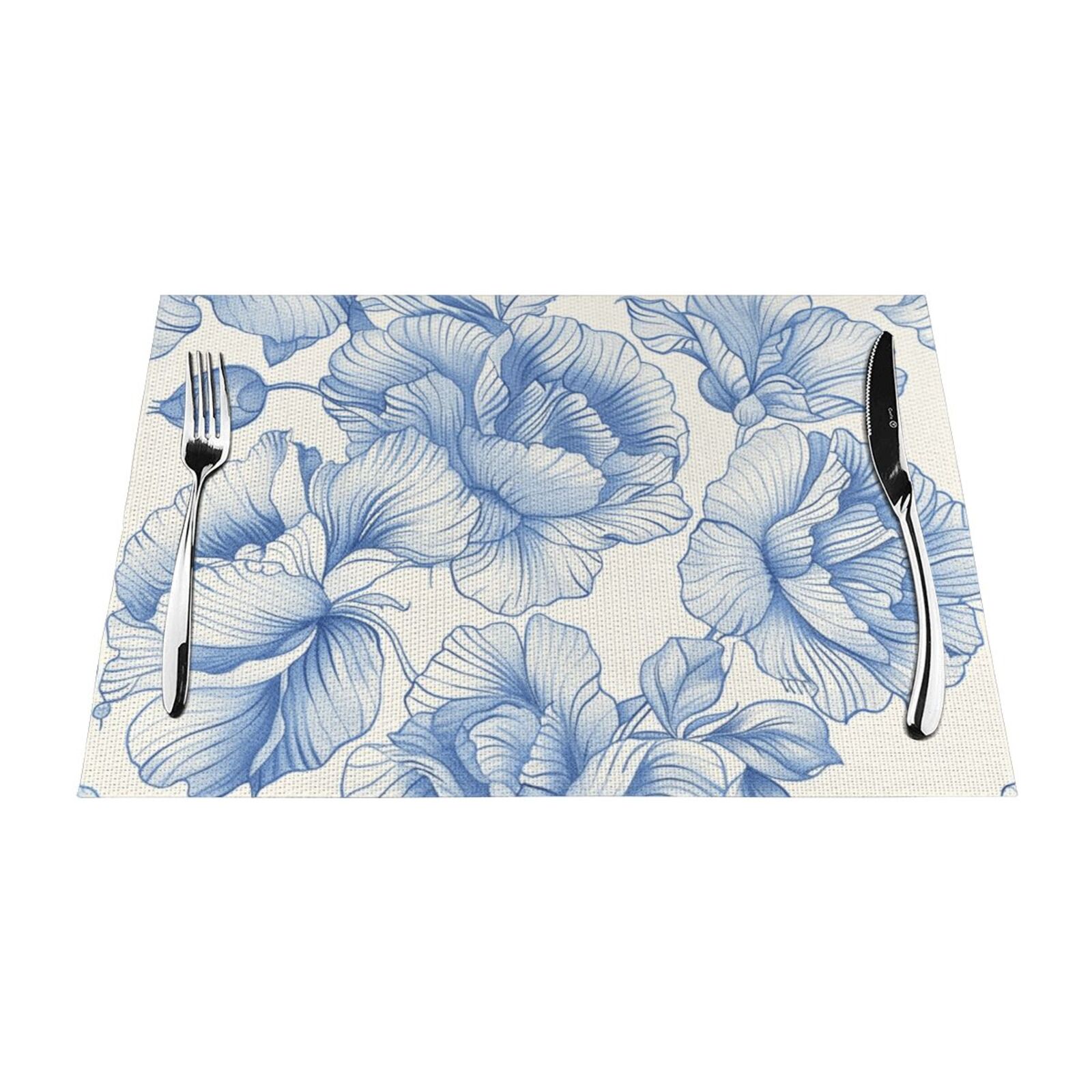 plants in watercolor mat, heat-resistant dining table mat, washable PVC ...