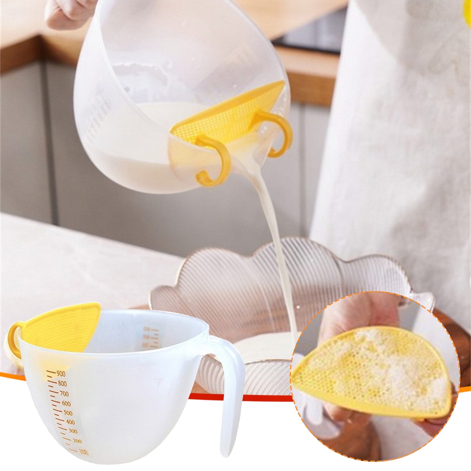 plastic measuring cup rice strainer 1l, mixing bowl with scale built-in ...