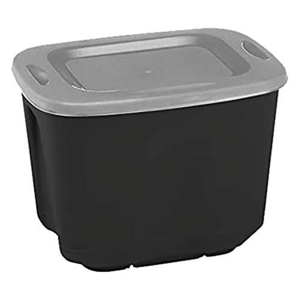 plastic storage tote box, with lid, 10 gallon, black and silver ...