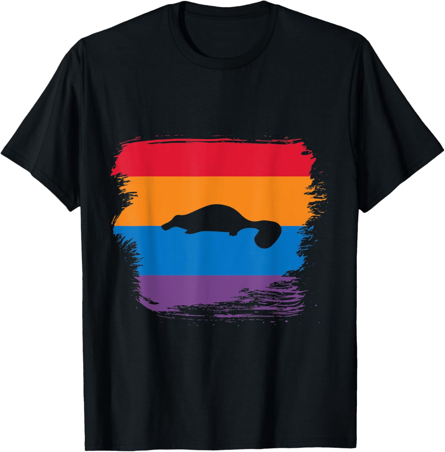 platypus Shadow silhouette with colorful Flag T-Shirt men and women can ...