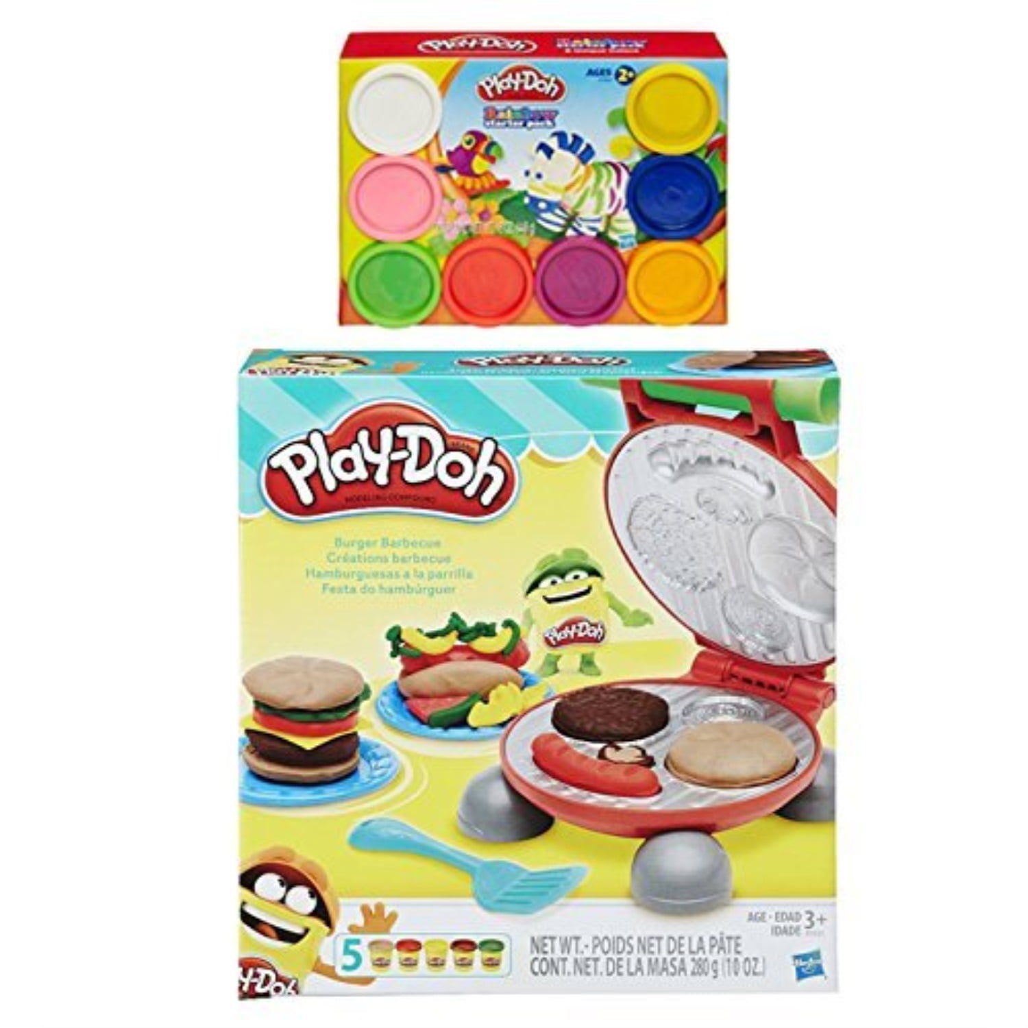 play-doh burger barbecue play set + play-doh rainbow starter pack ...