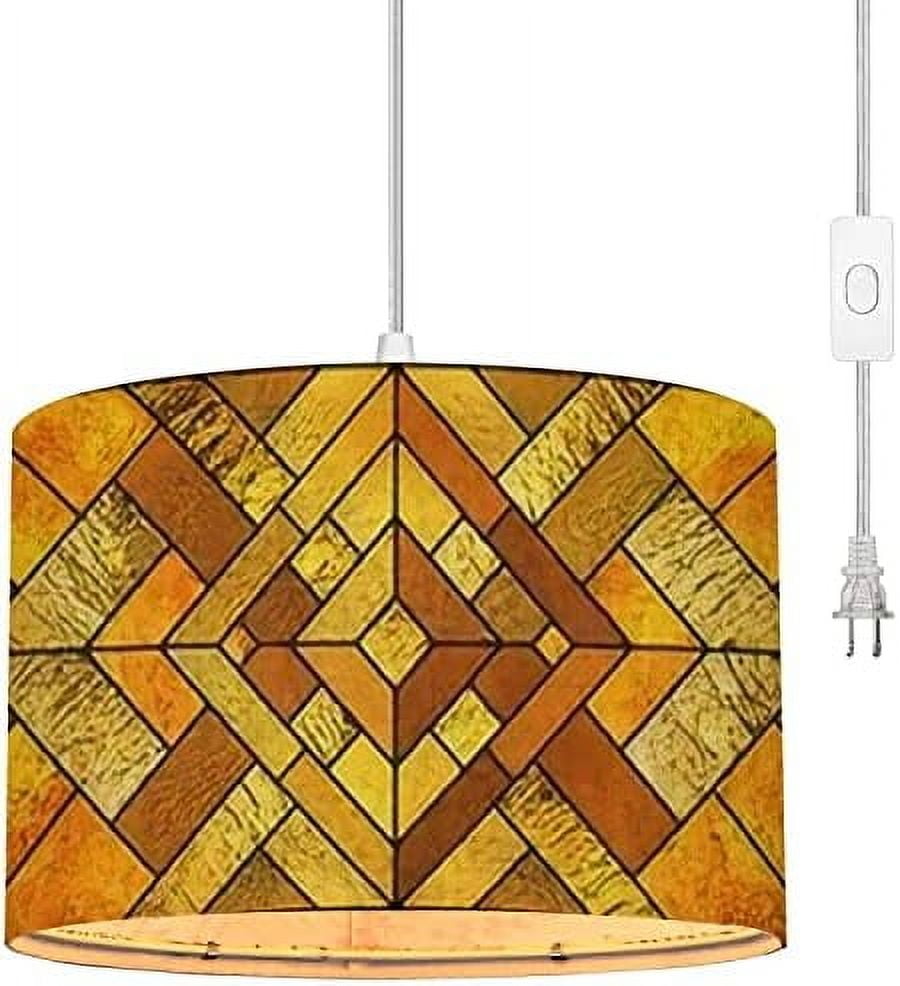 plug in pendant light gold stained glass window geometric stained glass ...