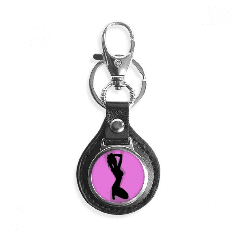 plump slim woman kneeling key link chain keyholder finder hook metal ...