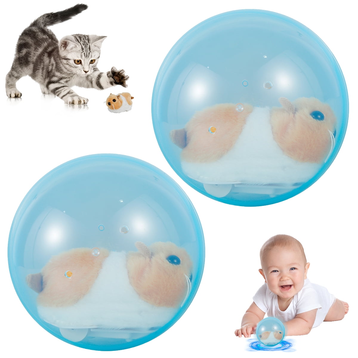 pluokvzr 2pcs Rolling Ball Toy Cute Cartoon Hamster Ball Electric Toy ...