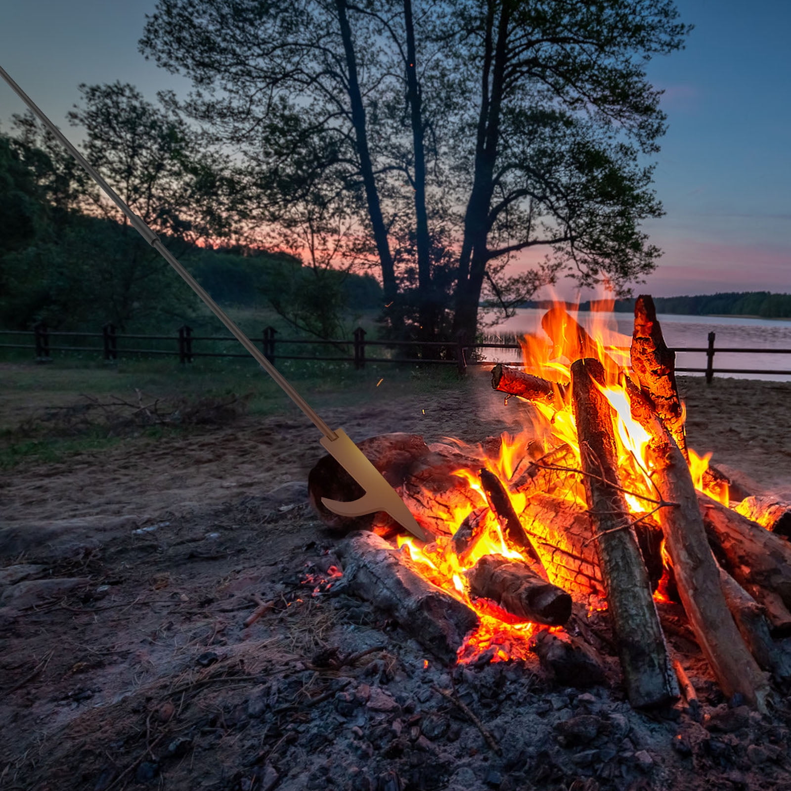 pluokvzr Fire Poker 32 Inches Fire Pit Poker Rust Resistant Iron ...