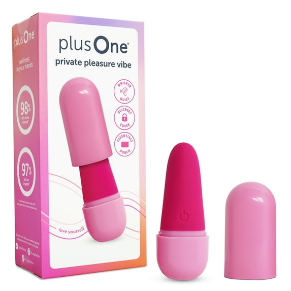 plusOne Private Pleasure Discreet Vibrator, Whisper-Quiet, Pink, Rechargeable and Waterproof ...