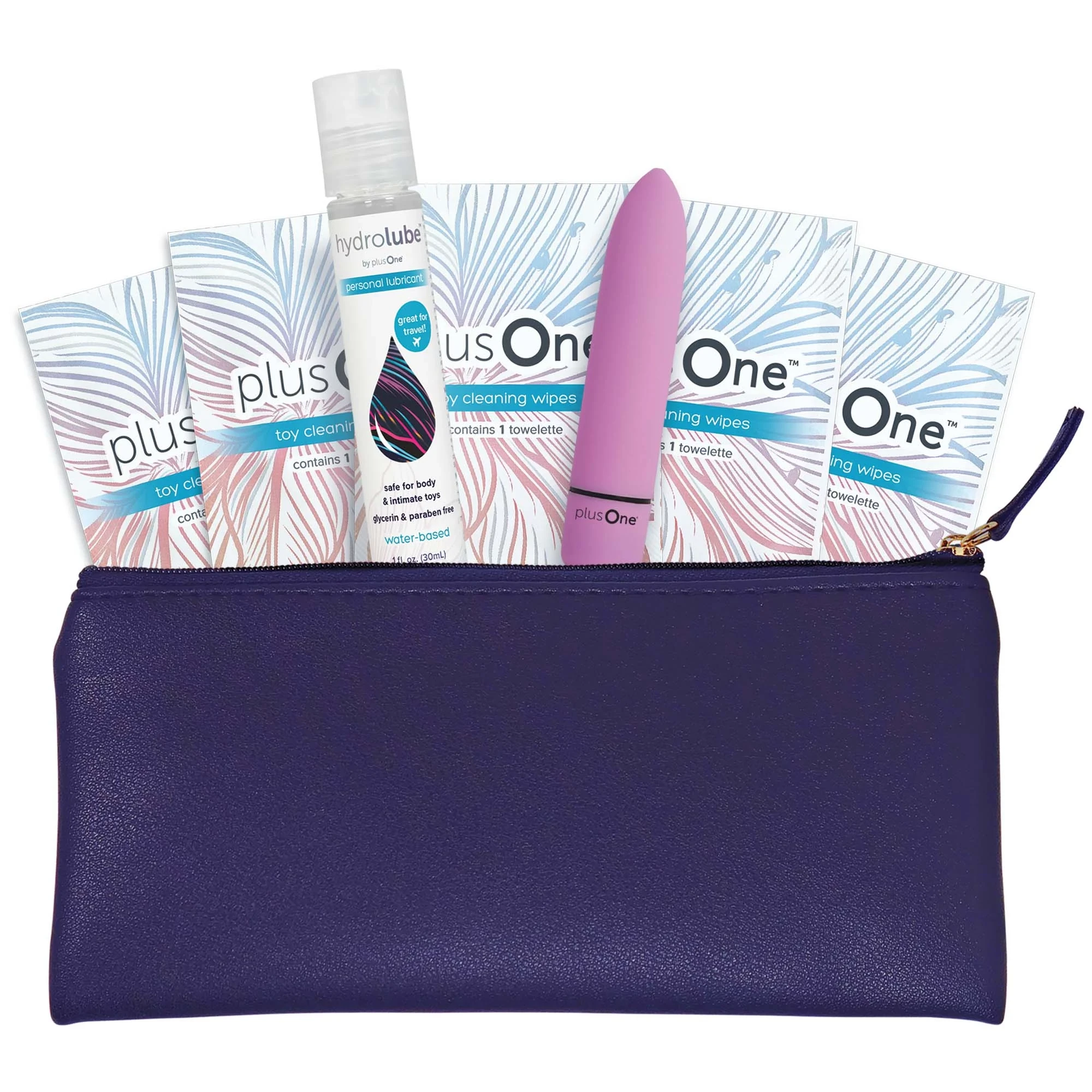 Plusone Travel Bullet Vibrator Set Vibrating Toy For Women 1oz Water Based Lube 5 Cleansing