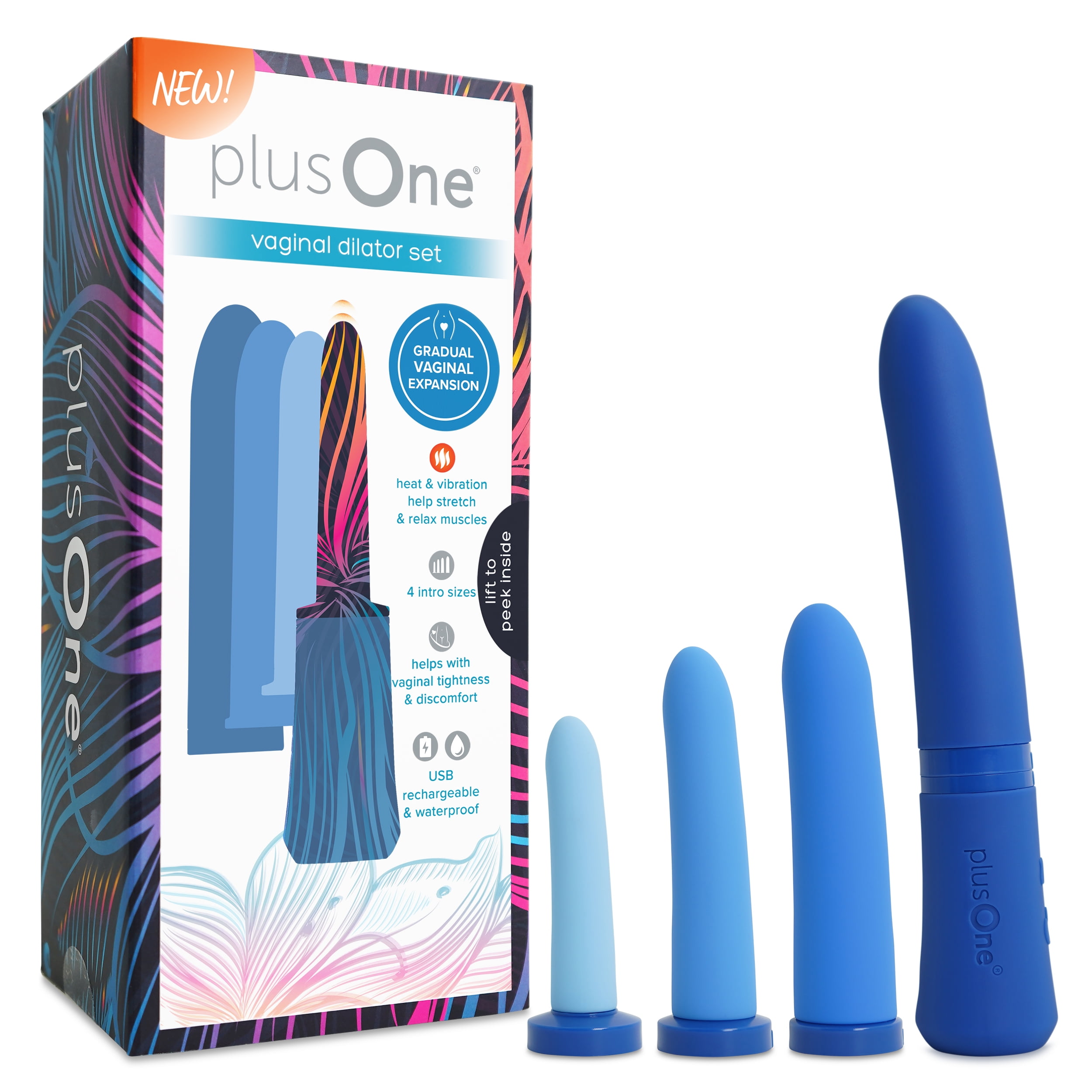 plusOne Vibrating & Warming Vaginal Dilator Set, Intimate Massager, Supports Intimate Wellness