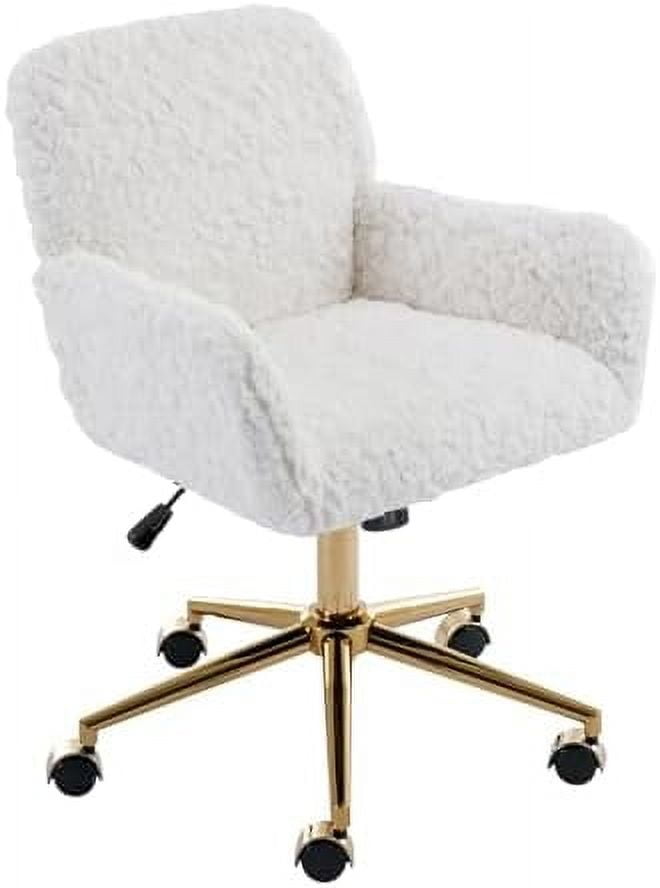 plush alpaca office chair with wheels - ergonomic swivel desk chair for ...