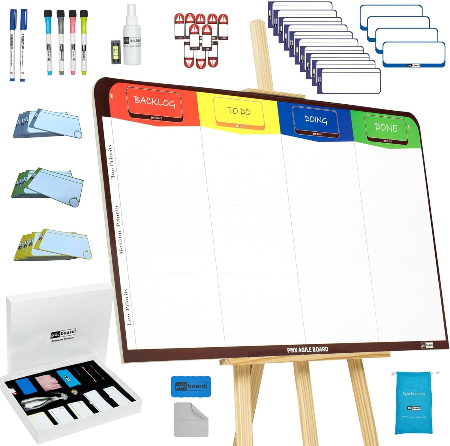 pmxboard Full Magnetic Agile Board Kit. Kanban Board, Scrum Board, Dry ...