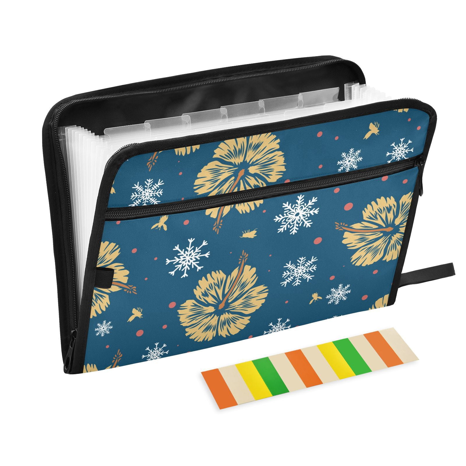 susiyo Blue Pattern Flower Snowflake Christmas Expanding File Folder ...