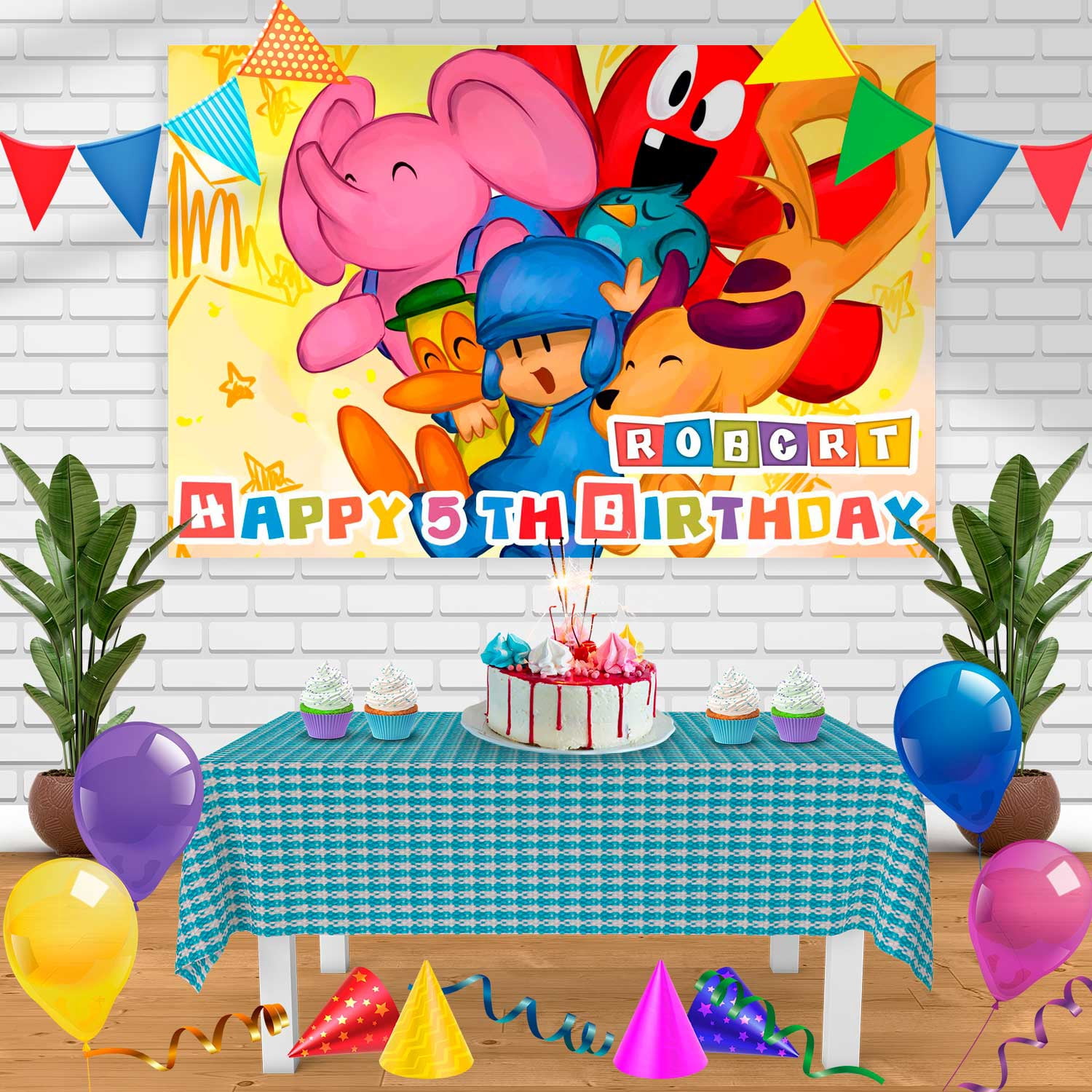pocoyo 2 Birthday Banner Personalized Party Backdrop Decoration 60 x 44 ...