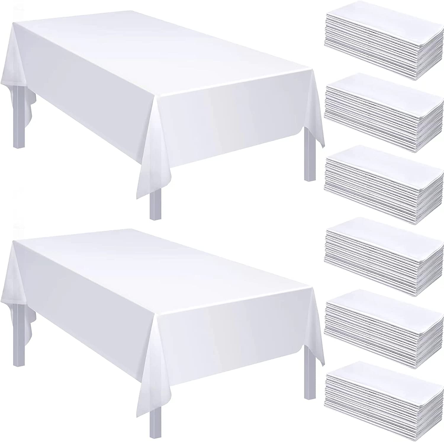 poing JKLCH 48 Pack Disposable Plastic Tablecloth 54 x 108 Inch ...