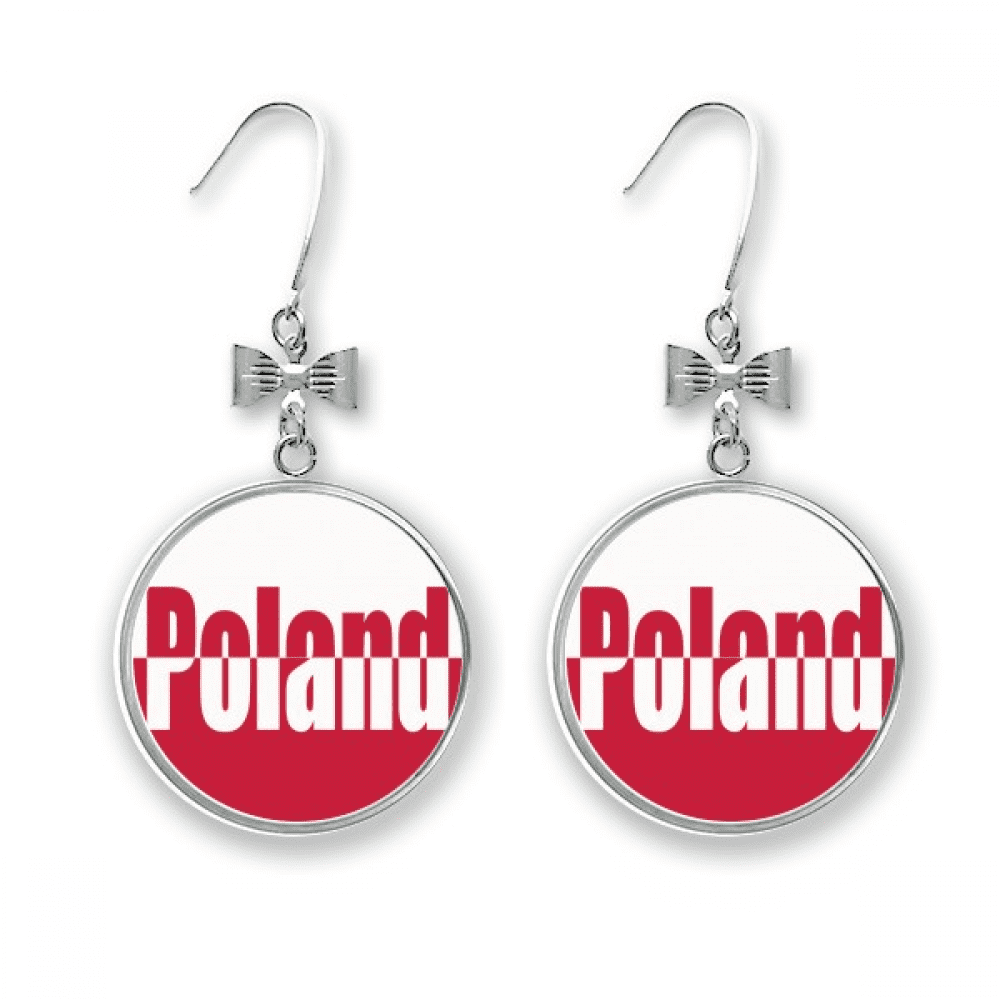 poland country flag name art deco fashion bow earrings drop stud ...