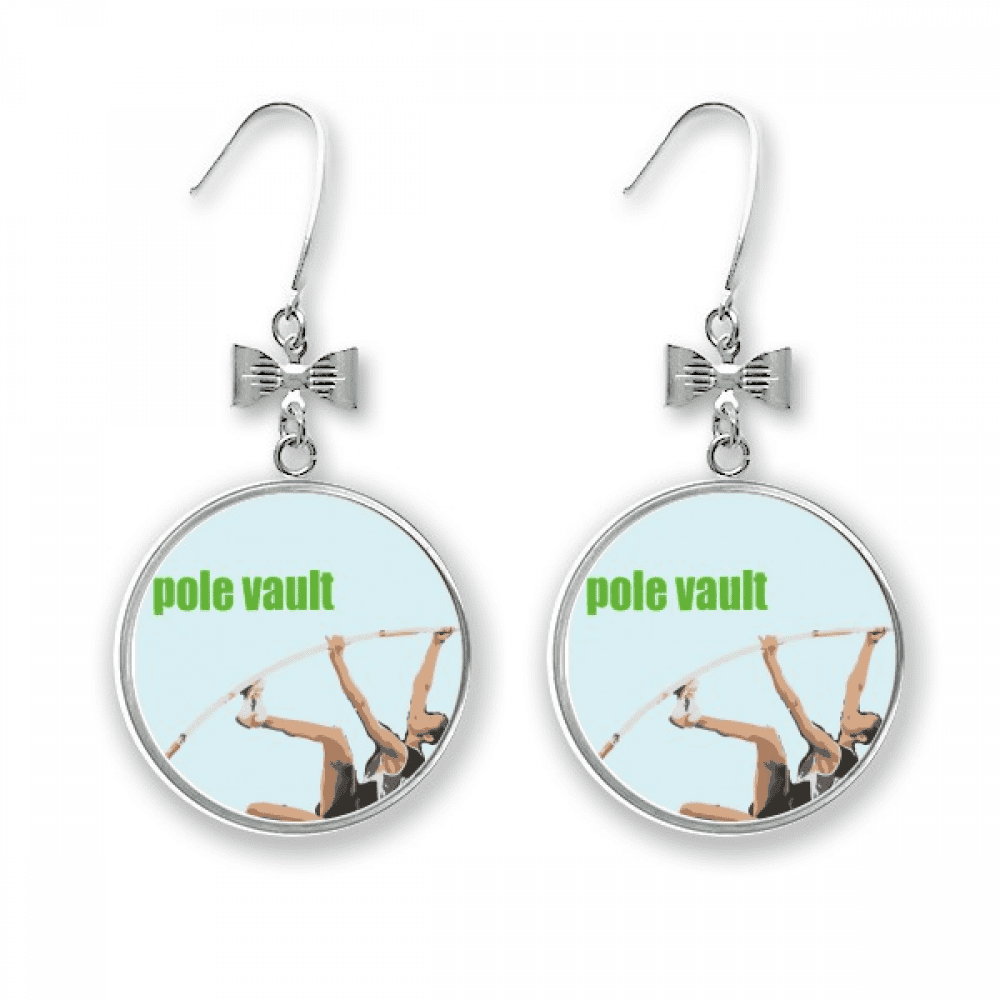 pole vault field events art deco fashion bow earrings drop stud pierced ...