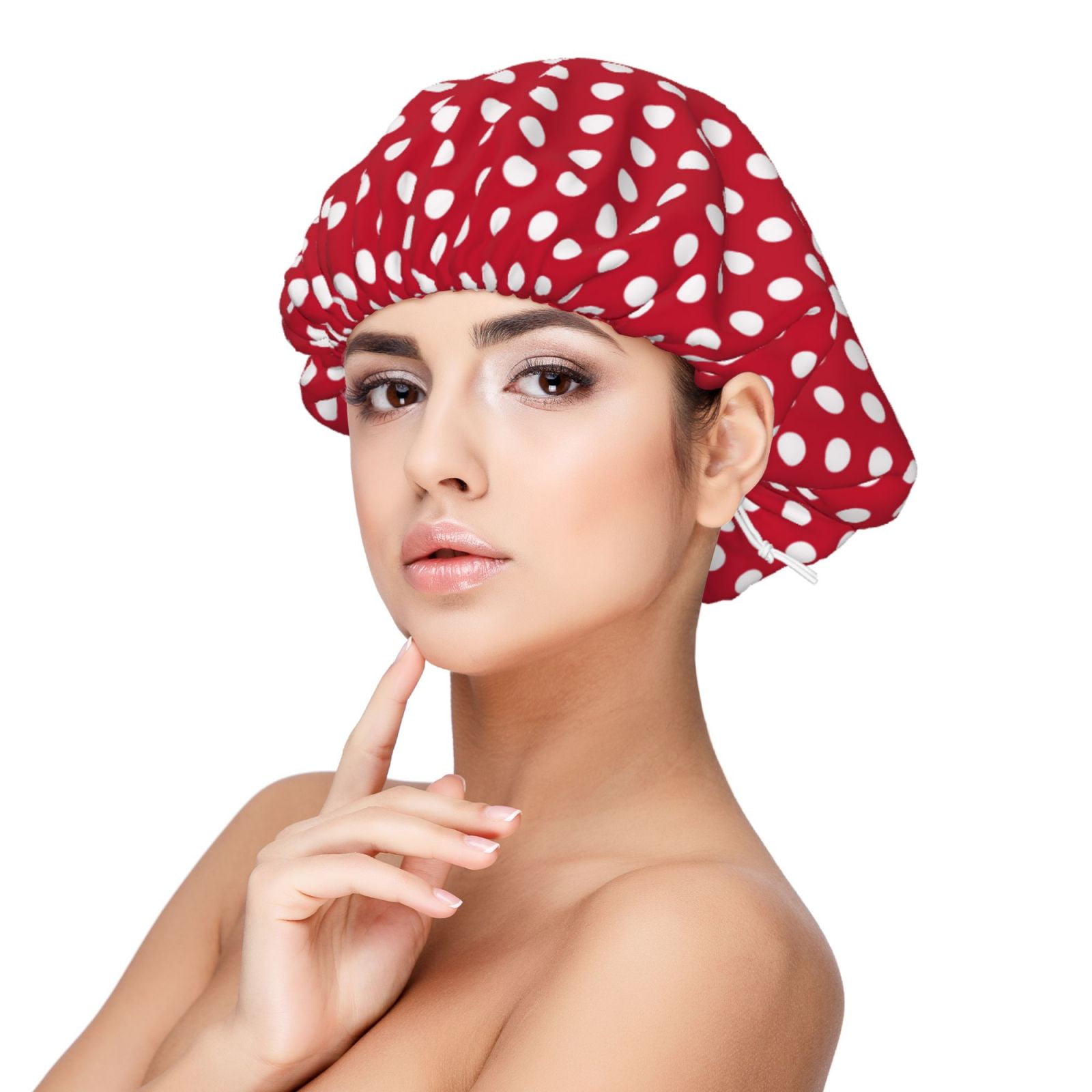 polka dots dark red Silk Bonnet for Sleeping Women Men, Adjustable ...
