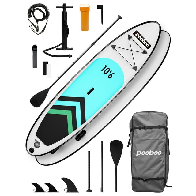 pooboo 10'6 Inflatable Stand Up Paddle Board 6' Thick SUP Paddle Board with Paddleboard ...