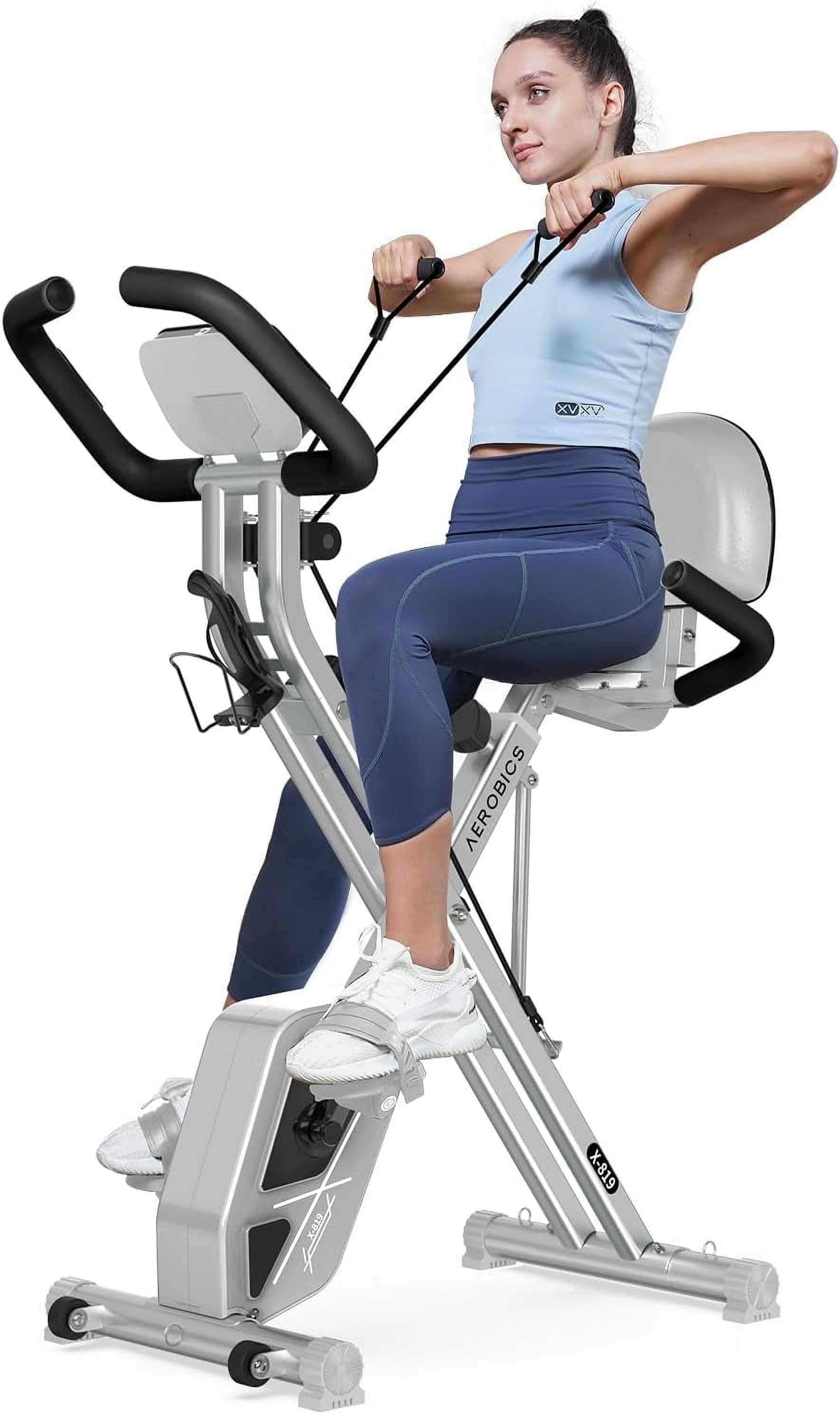 pooboo 4 IN 1 Foldable Exercise Bike, Indoor Cycling, Adjustable Seat, Home Fitness - Walmart.com