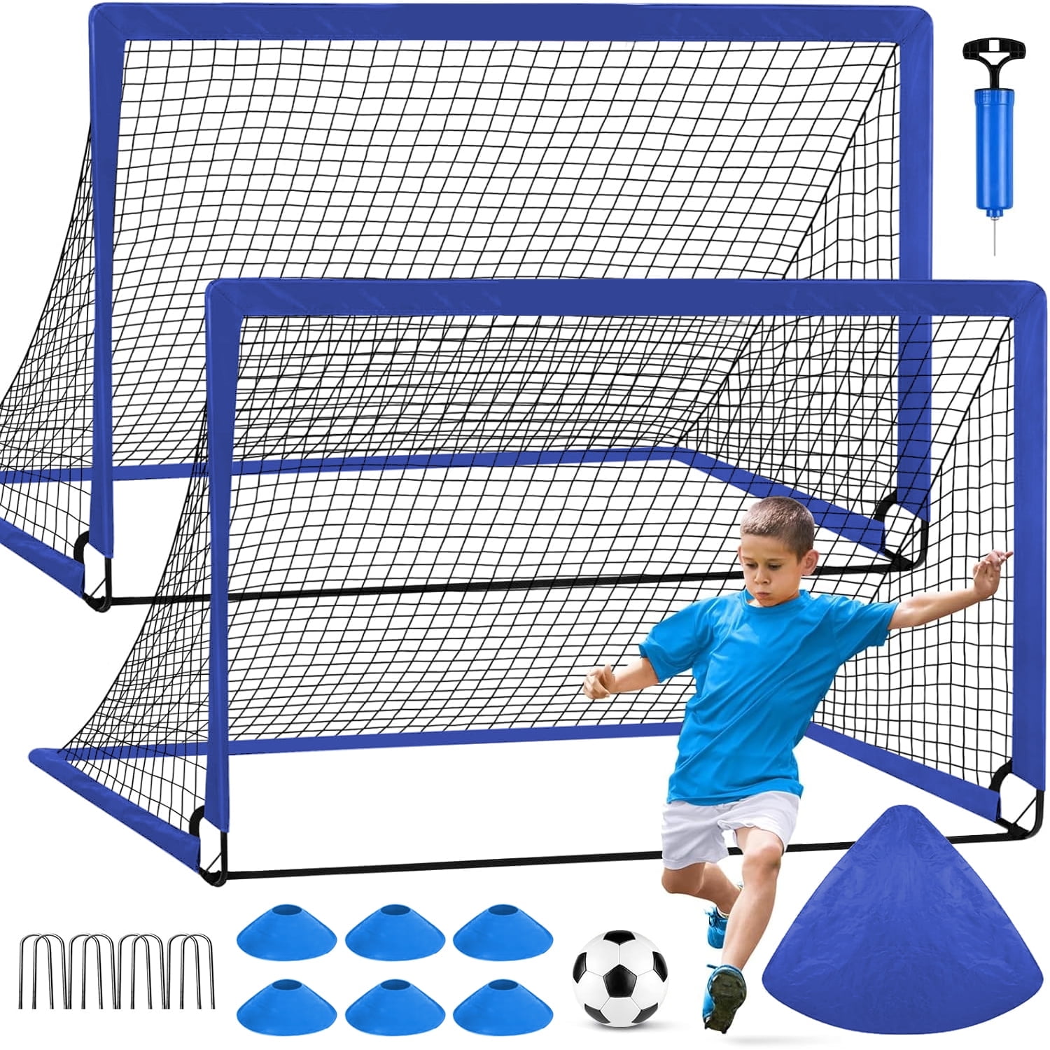 LNOW Soccer Goals for Backyard Set - 2 of 4' x 3' Portable Soccer Goal ...