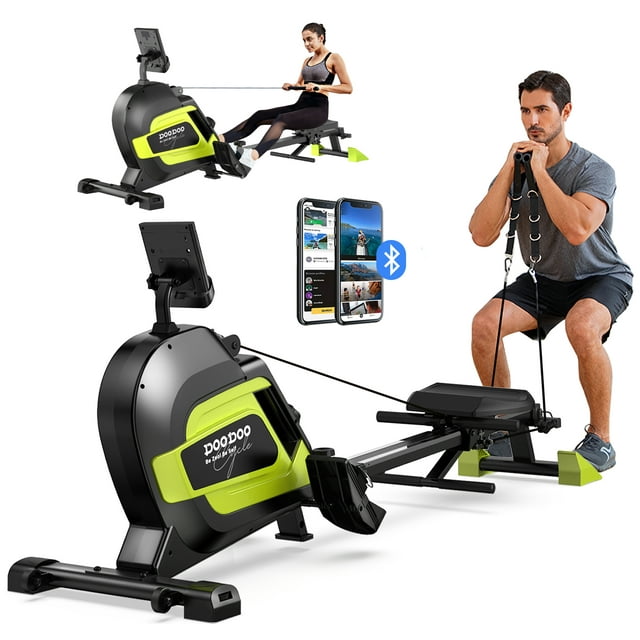 pooboo Rowing Machine Bluetooth 14 Levels Max 350 LBS Magnetic Rower ...