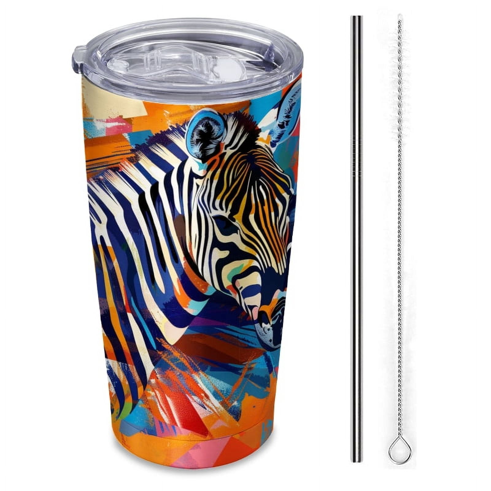 pop art-inspired digital painting of African zebra-Insulated Car Cup ...