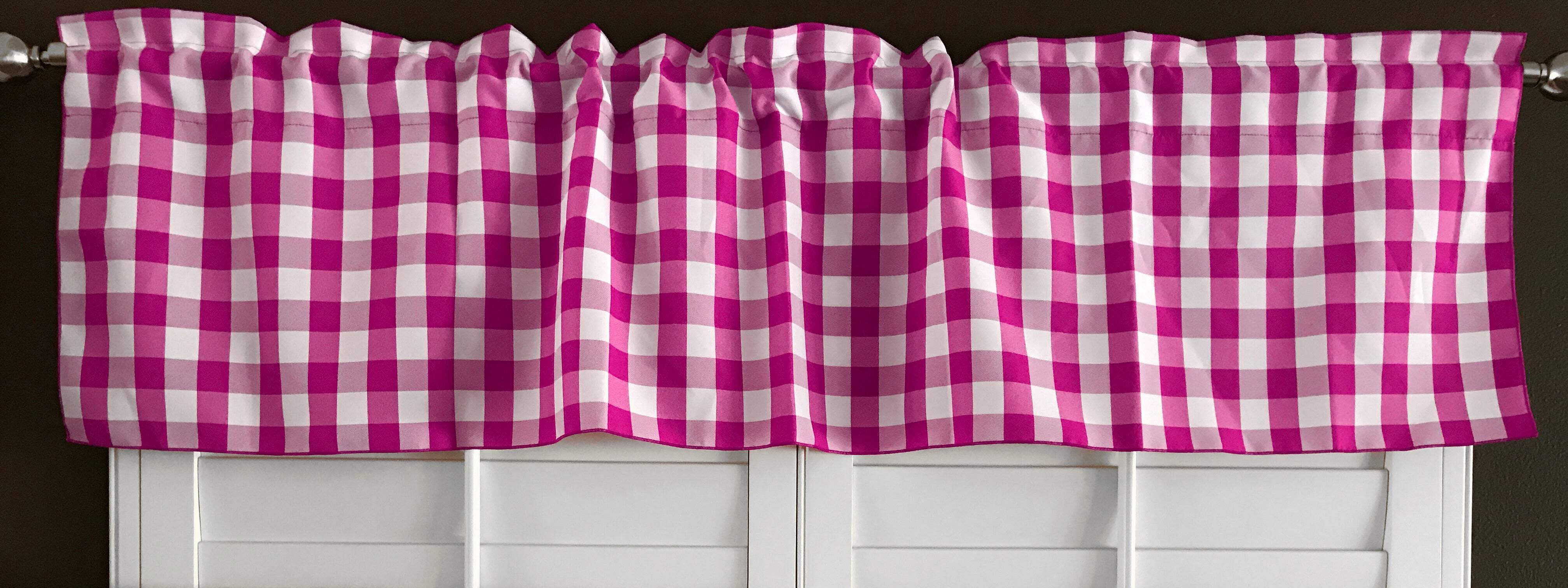 poplin gingham checkered window valance 58 wide fuchsia - Walmart.com
