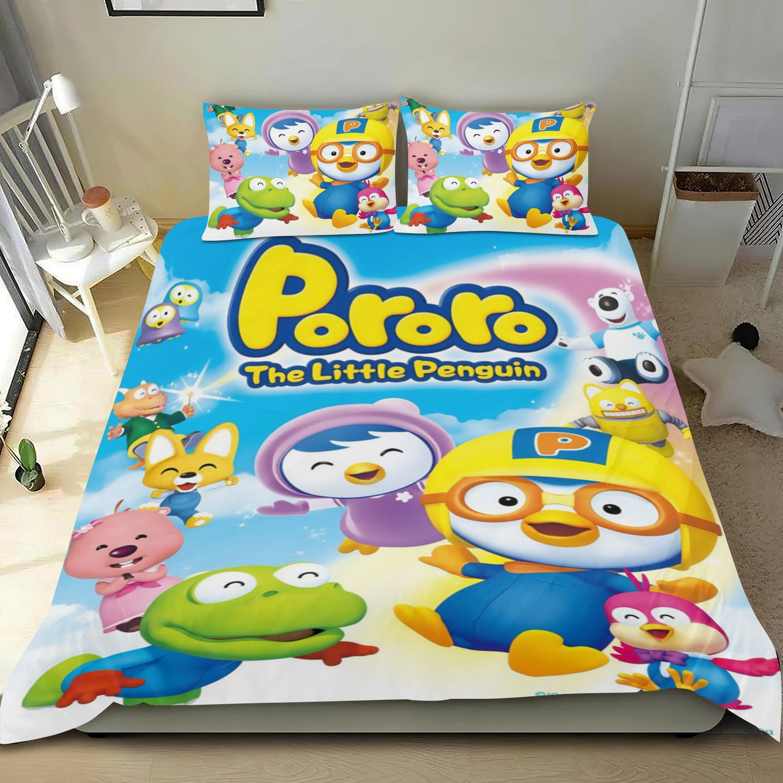 pororo the little penguin Themed Bed Sheet Set Three Piece Set 36x75 In ...
