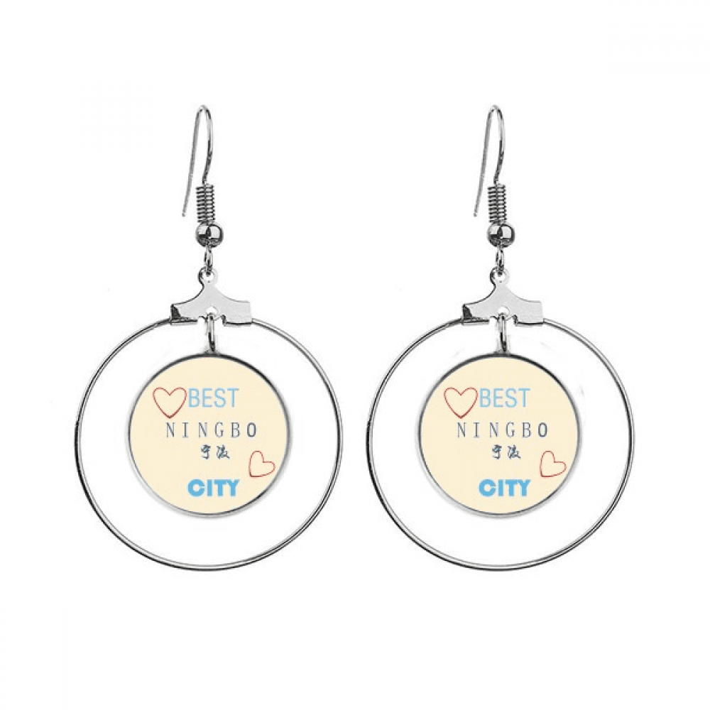 port city ningbo sign art deco fashion earrings dangle hoop jewelry ...