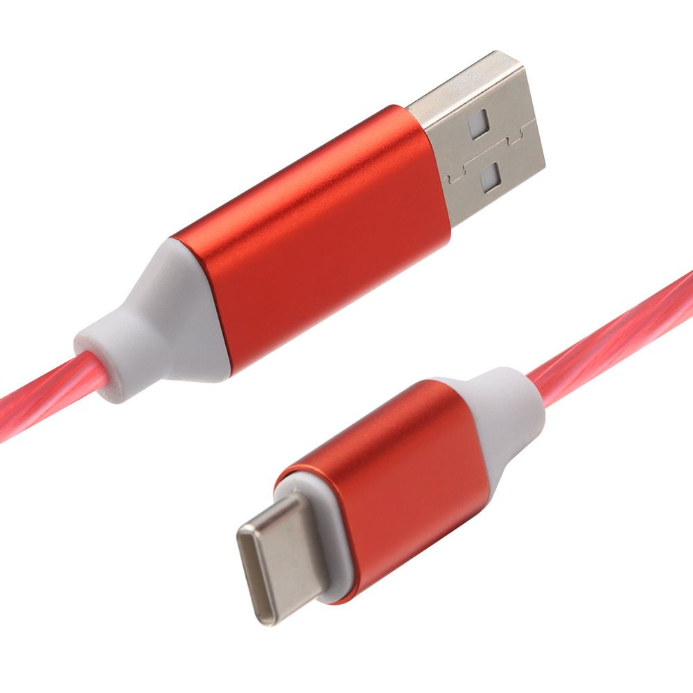 portable Charging Type-C Luminous cable Data Wire Mobile Phone USB PINK ...