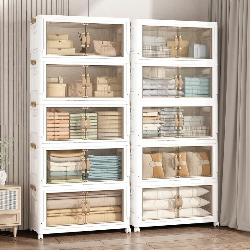 portable Plastic Storage Bins with Lid Foldable Organizers and Storage ...